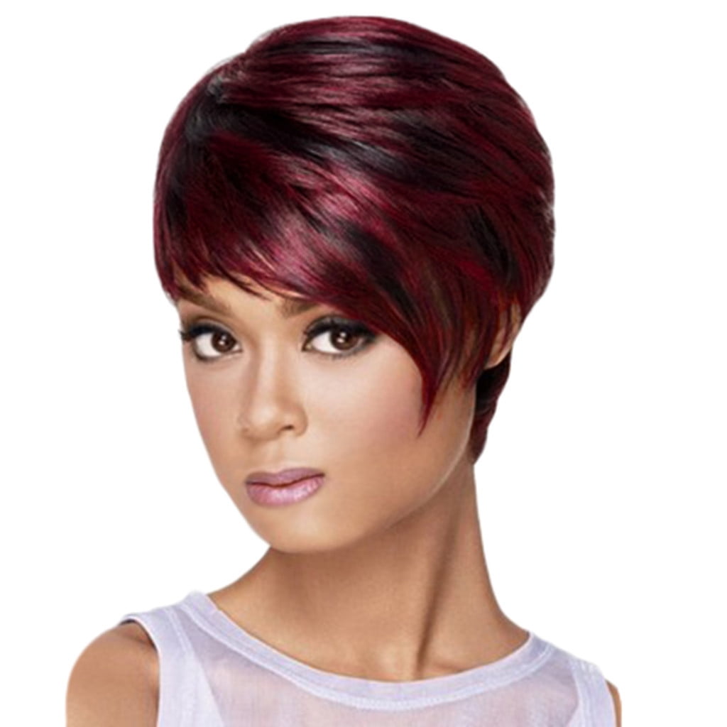 WXLCISI Short Red Wigs for Women Straight Pixie Cut Wigs with Bangs ...