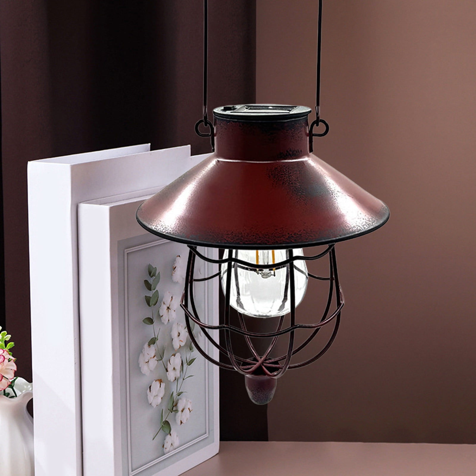 WXLCISI Solar Hanging Lantern, Metal Outdoor Light with Warm White LED ...