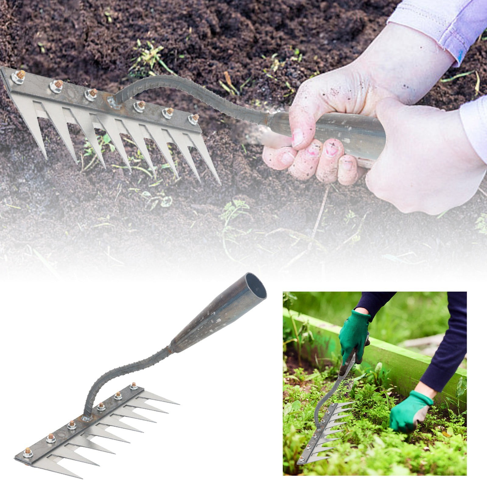 WXLCISI Steel Weeder Detachable Rake Tilting Hoe Agricultural Tool for ...