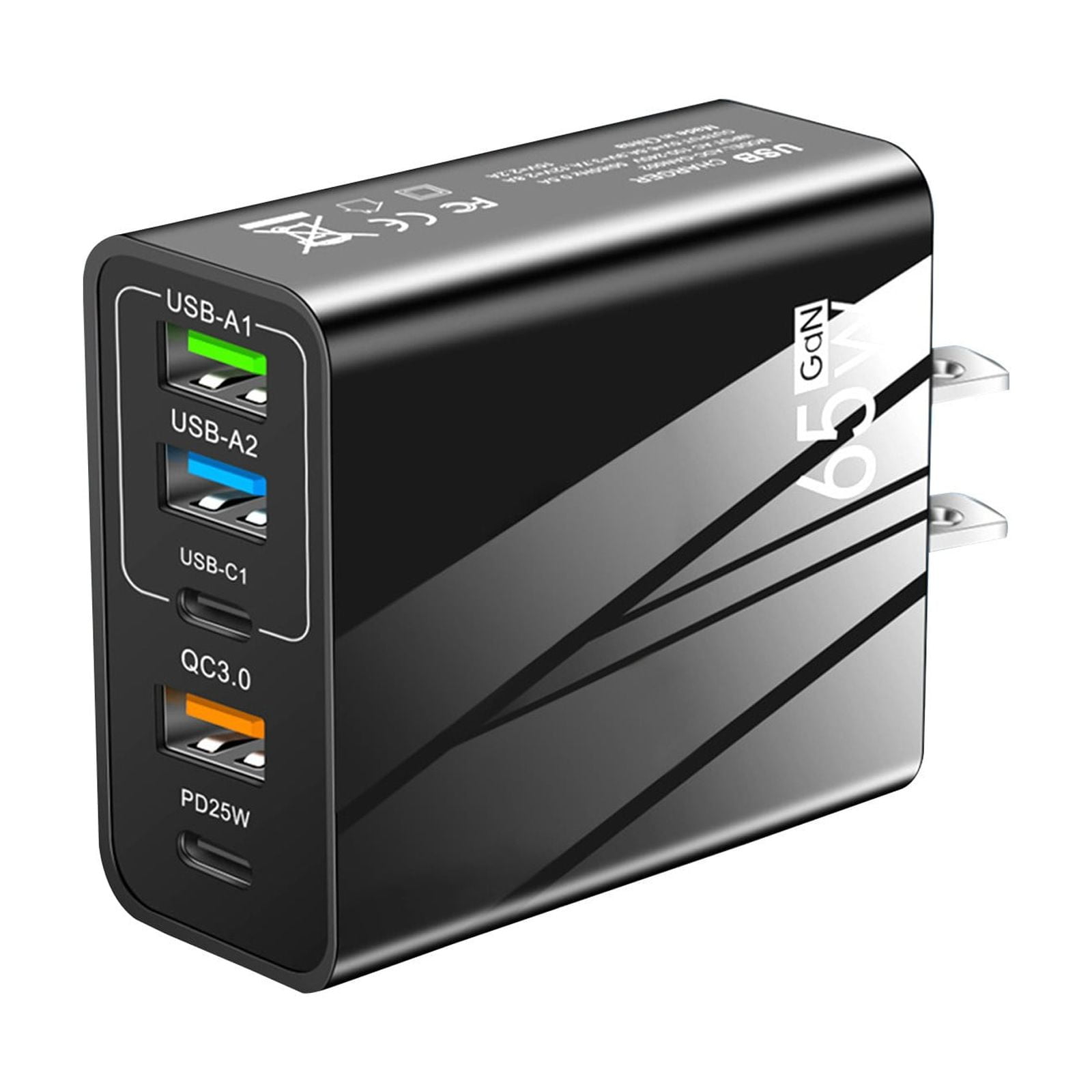 WXLCISI USB C Wall Charger,65W Fast Charger 2 Pcs,6 Port Power Adapter ...