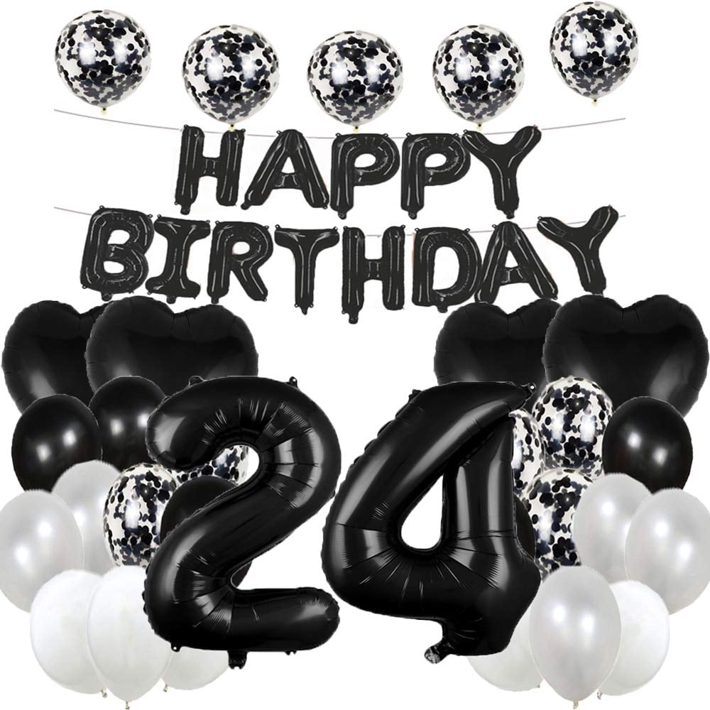 WXLWXZ Sweet 24th Birthday Balloon 24th AFN1Birthday Decorations Happy ...