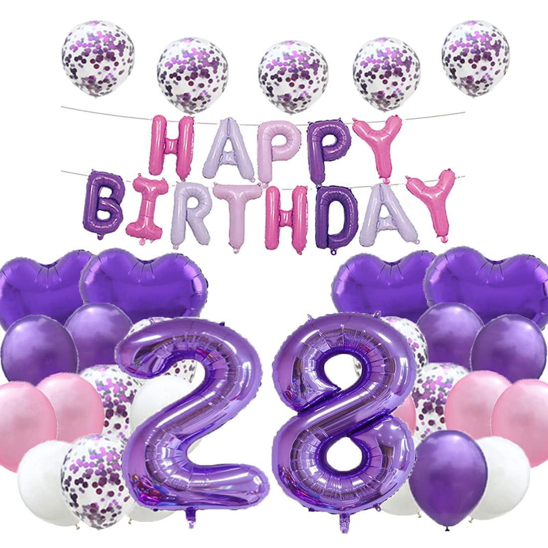 WXLWXZ Sweet 28th Birthday CM31 Balloon 28th Birthday Decorations Happy ...