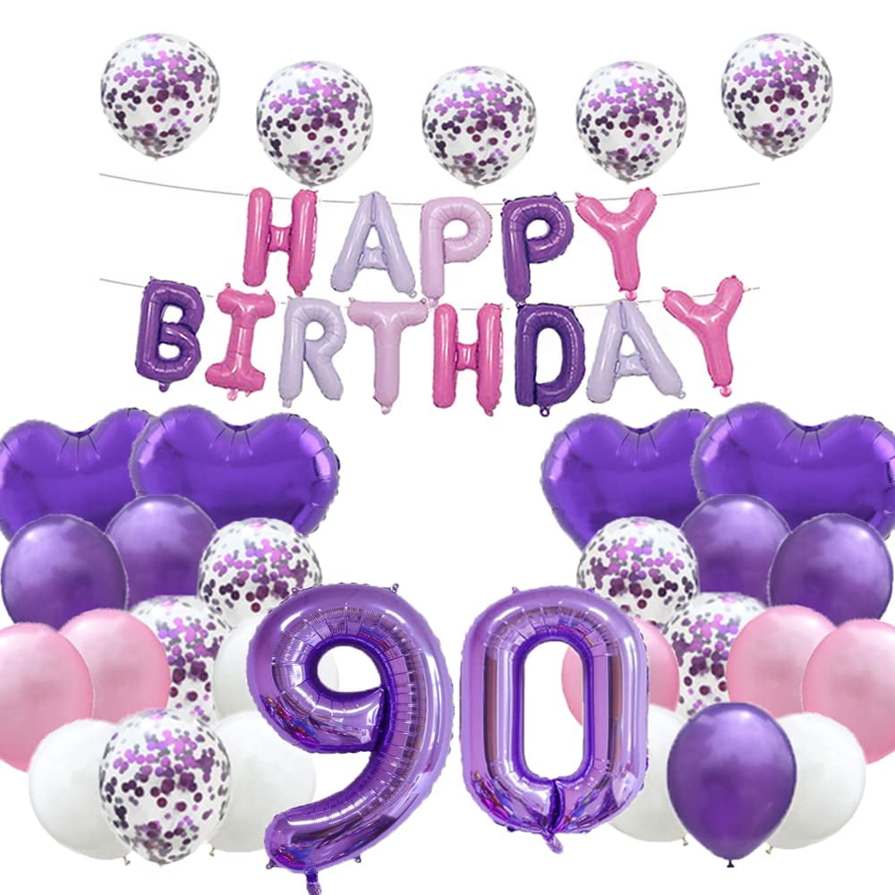 WXLWXZ Sweet 90th Birthday CM31 Balloon 90th Birthday Decorations Happy ...