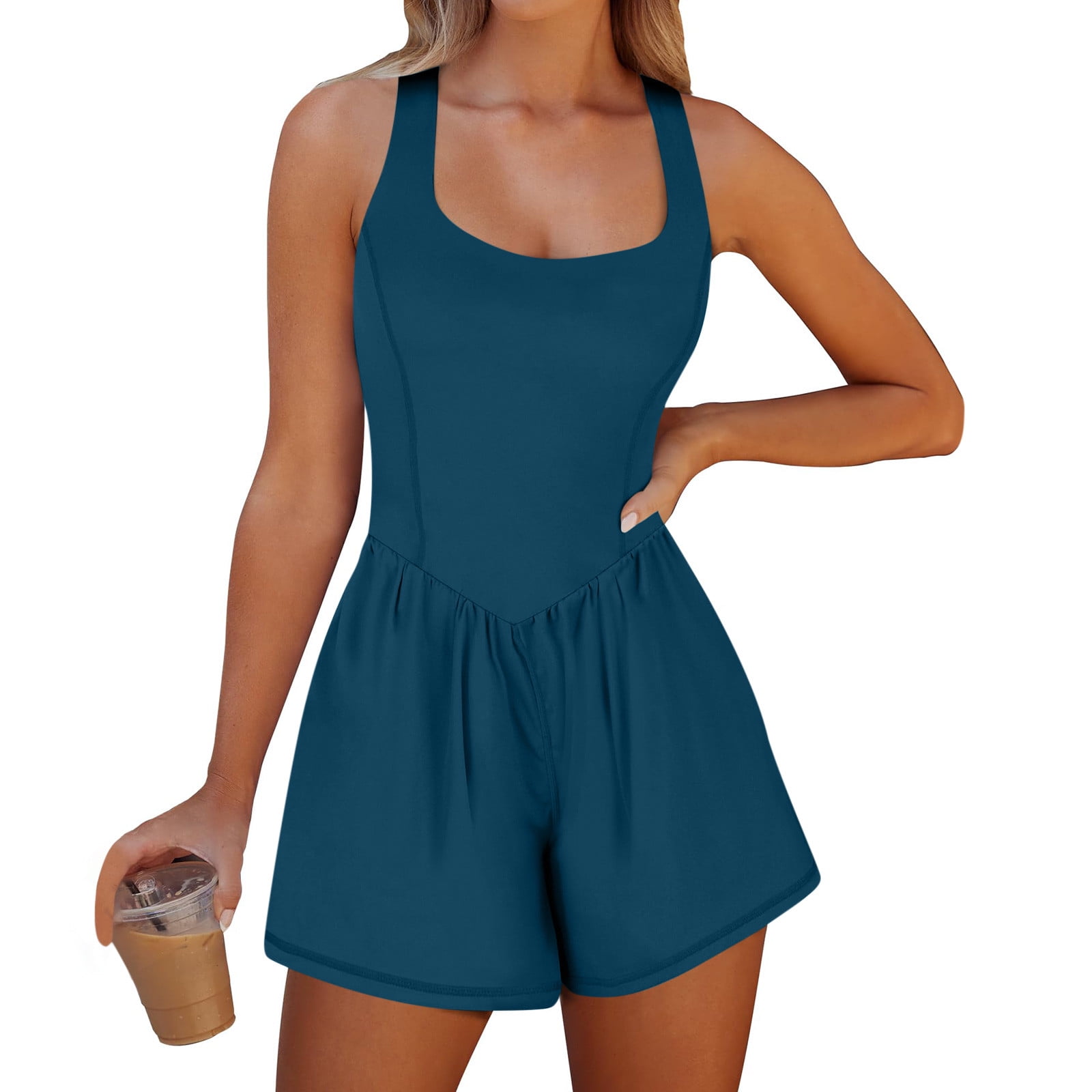 WXLWZYWL Athletic Rompers for Women Sleeveless One Piece Workout ...