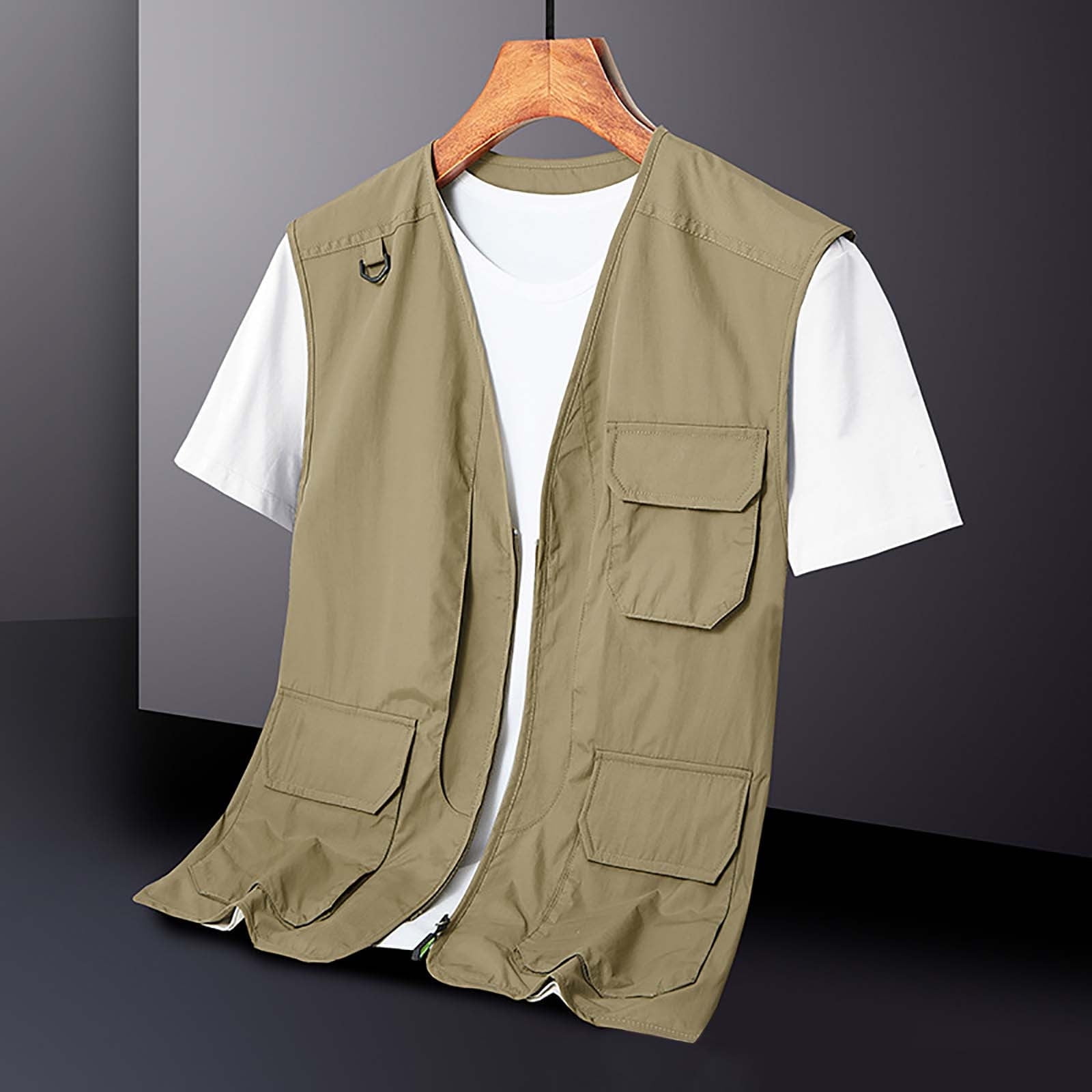 WXLWZYWL Mens Lightweight Summer Fishing Vest Safari Travel Photo Cargo ...