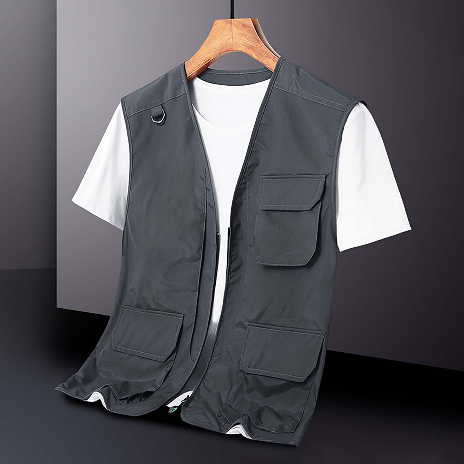 WXLWZYWL Mens Lightweight Summer Fishing Vest Safari Travel Photo Cargo ...