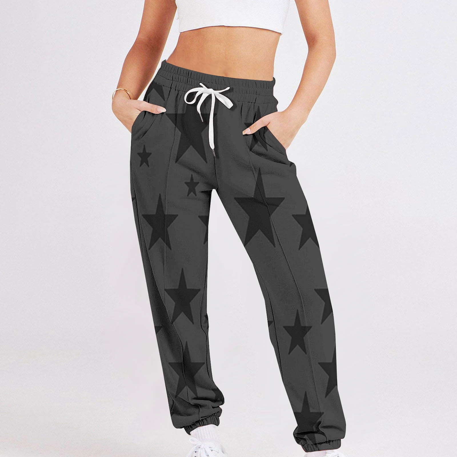 WXLWZYWL 2024 Sweatpants for Women Trendy Plaid Gradient Printed High ...