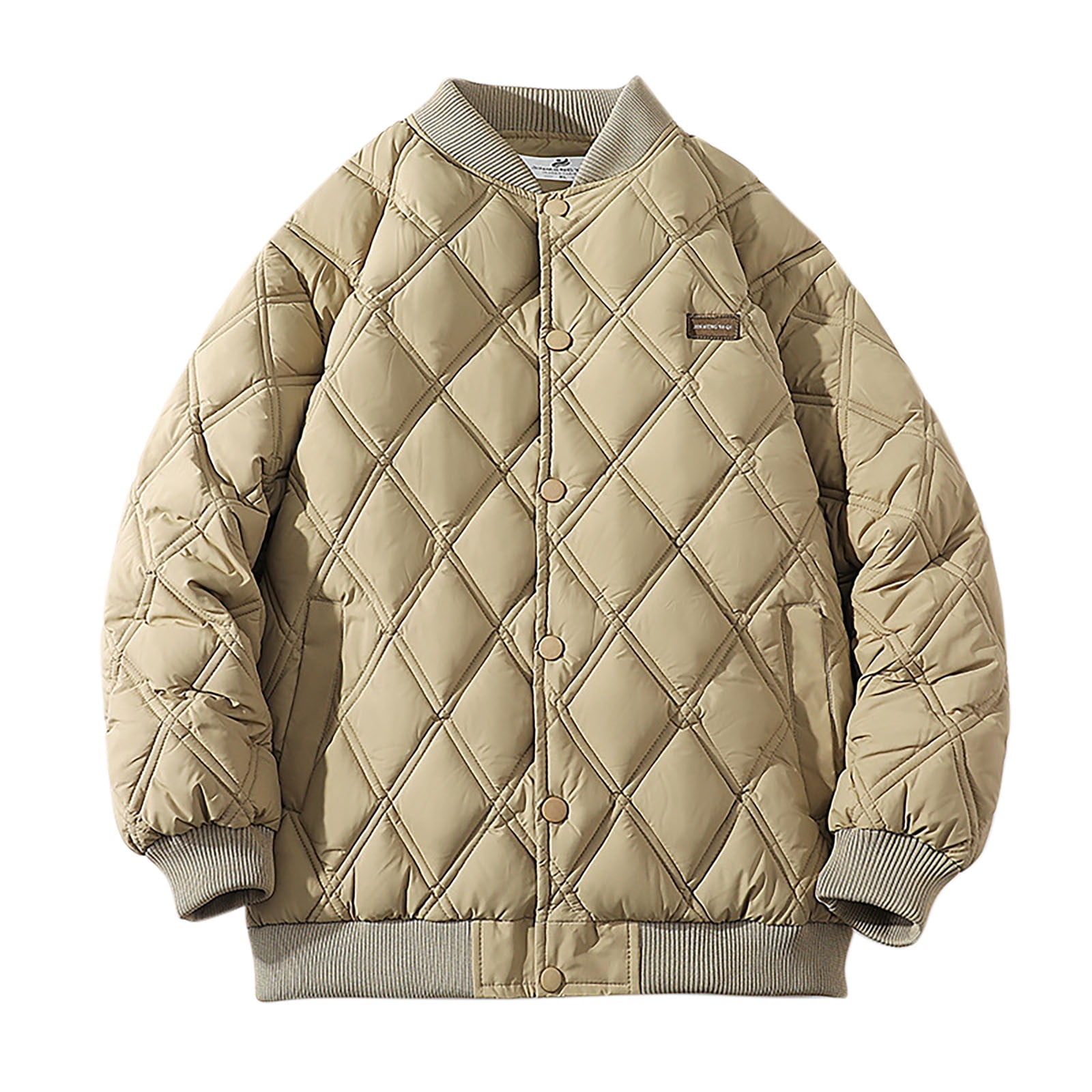 WXLWZYWL Bomber Jacket Men Diamond Quilted Puffer Down Jacket ...
