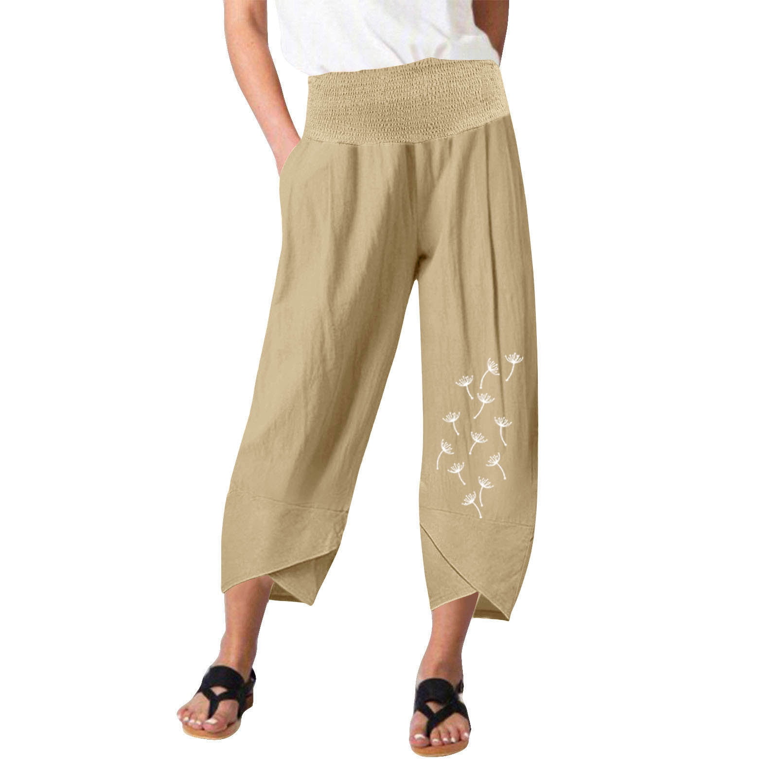 WXLWZYWL Capri Linen Pants for Women Petite Printed Capri Pant Plus ...