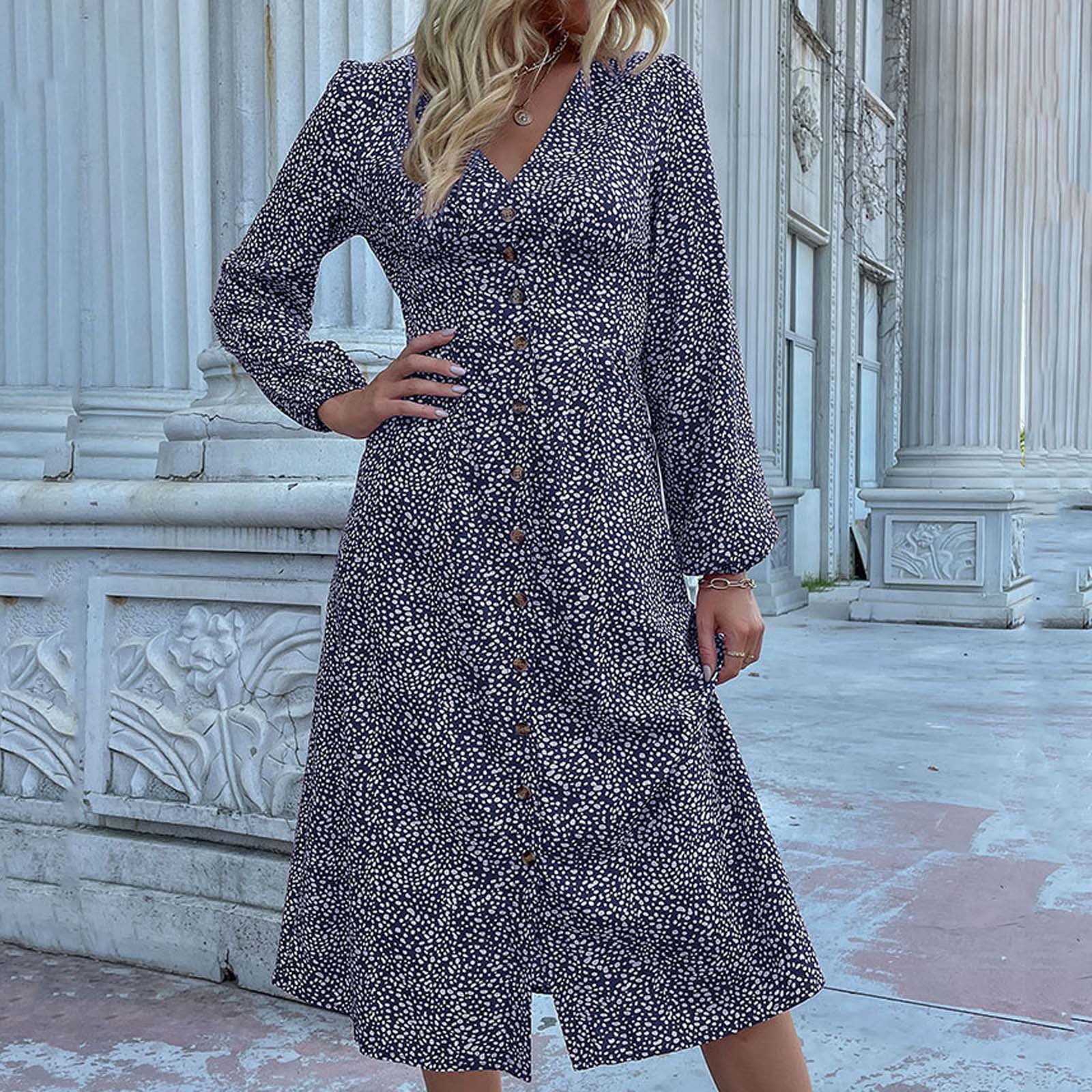 WXLWZYWL Casual Fall/Winter Short Dresses for Women 2024 Womens Fall ...