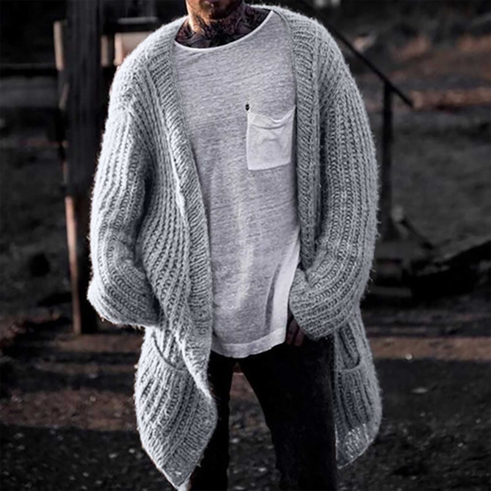 WXLWZYWL Clearance Sale Men Shawl Collar Long Cardigan Sweater ...
