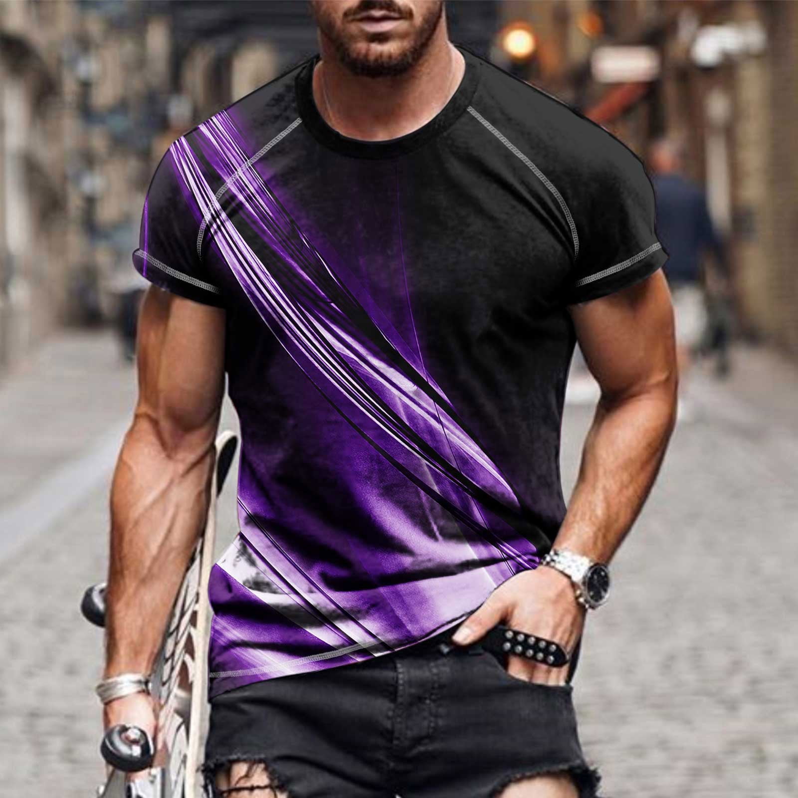 WXLWZYWL Designer Graphic T Shirts for Men Plus Size Short Sleeve Roubd ...