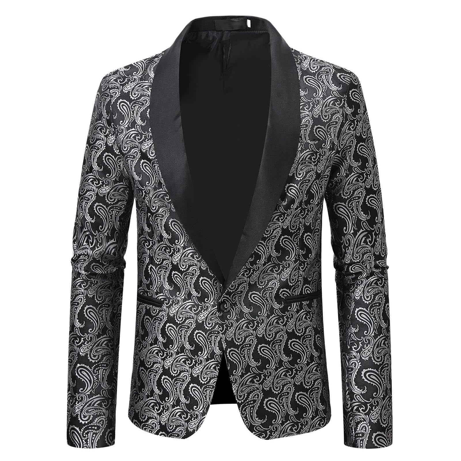 WXLWZYWL Fall Savings Mens Sequin Jacket Shiny Prom Suit Two Button ...