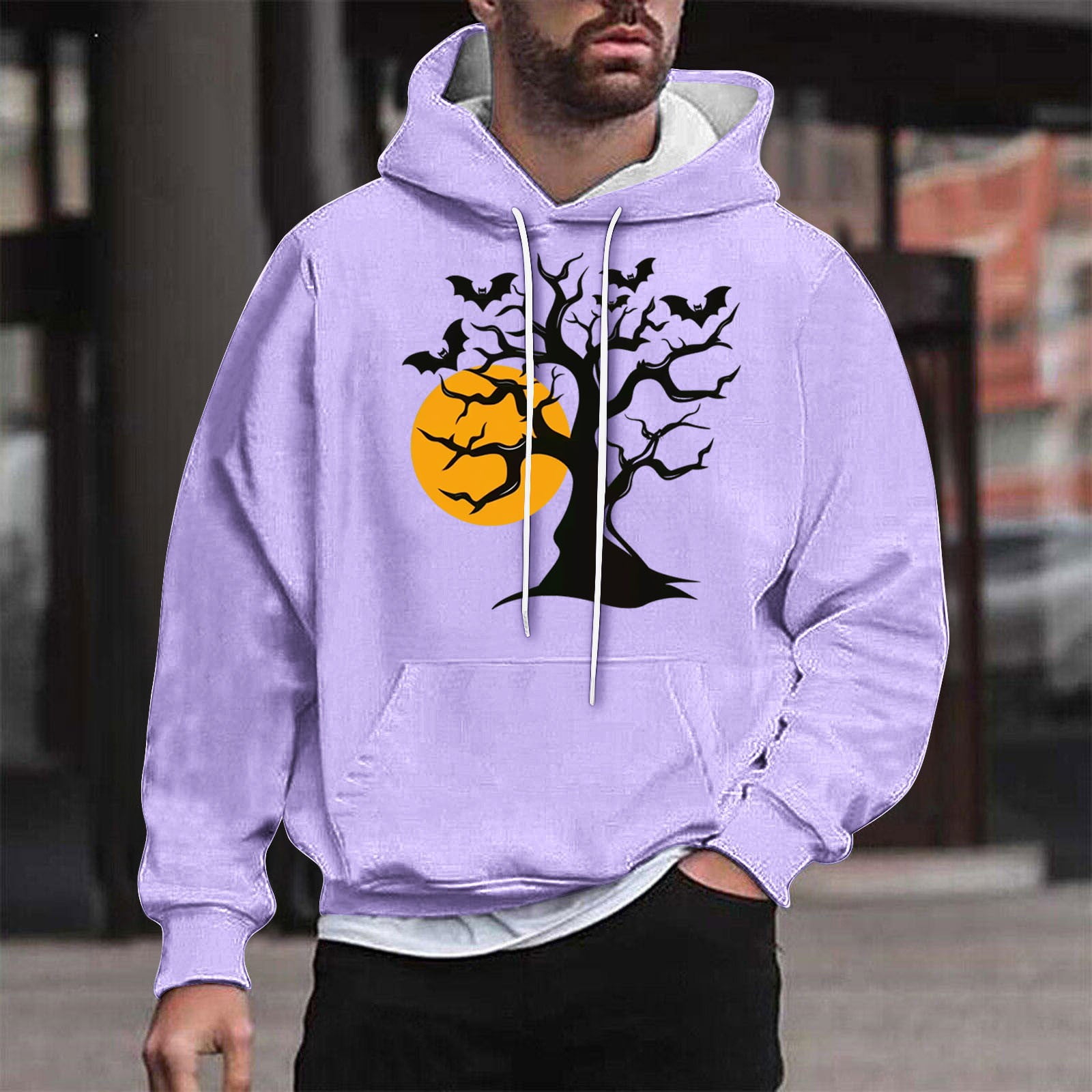 WXLWZYWL Funny Halloween Hoodies for Men Bat Design Shirt for Men with ...