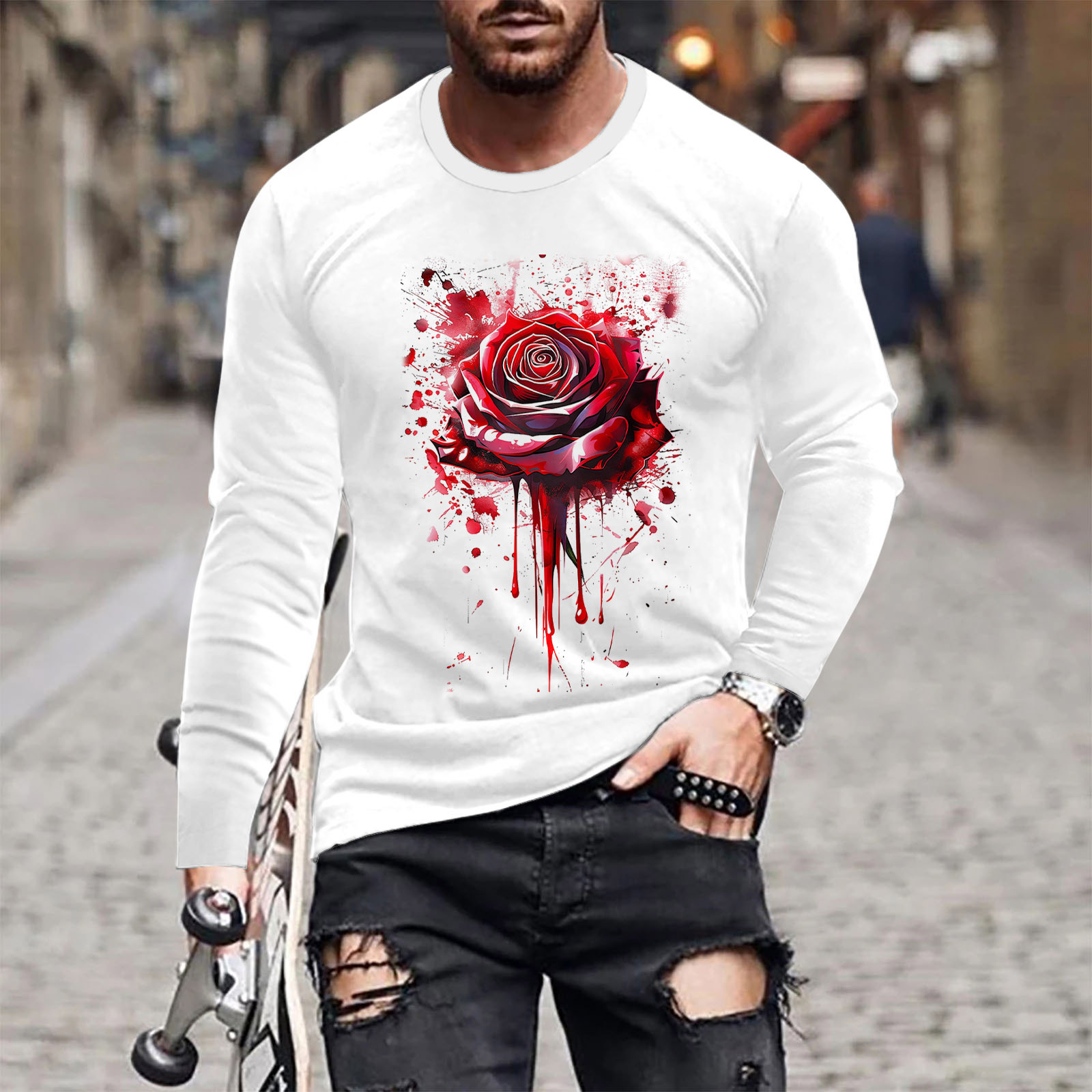 WXLWZYWL Halloween Tops for Men Men's Halloween Horror Blood Vessel ...