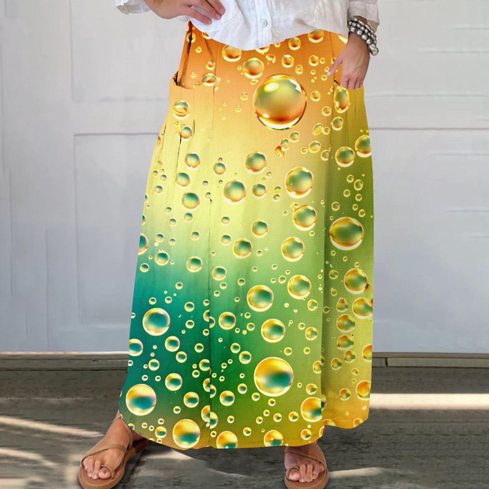 WXLWZYWL Maxi Skirts for Women Fall Vintage Paisley Print Long Maxi ...