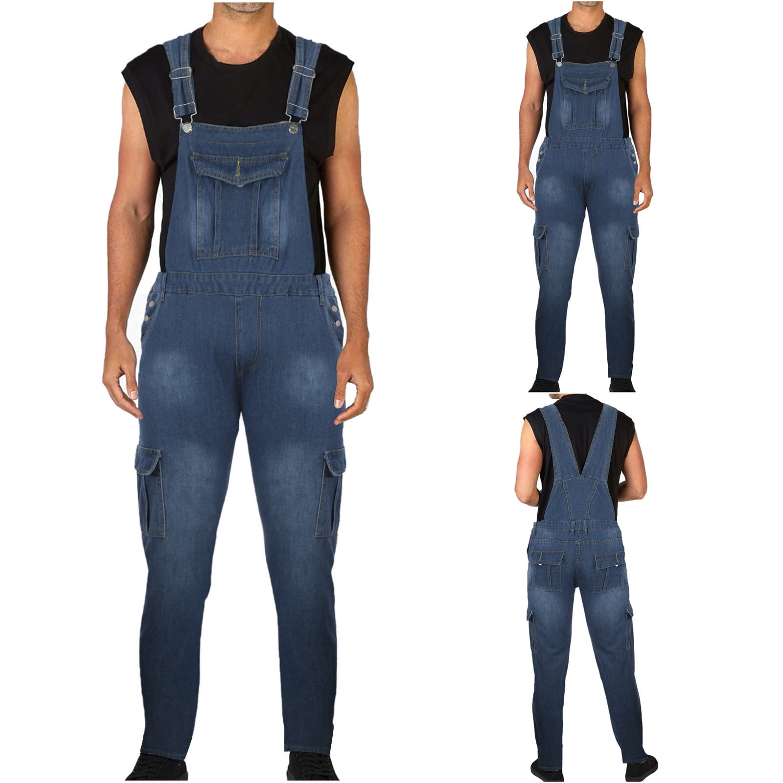 WXLWZYWL Men's Bib Overall Big and Tall Denim Overalls Casual Duck Bib ...