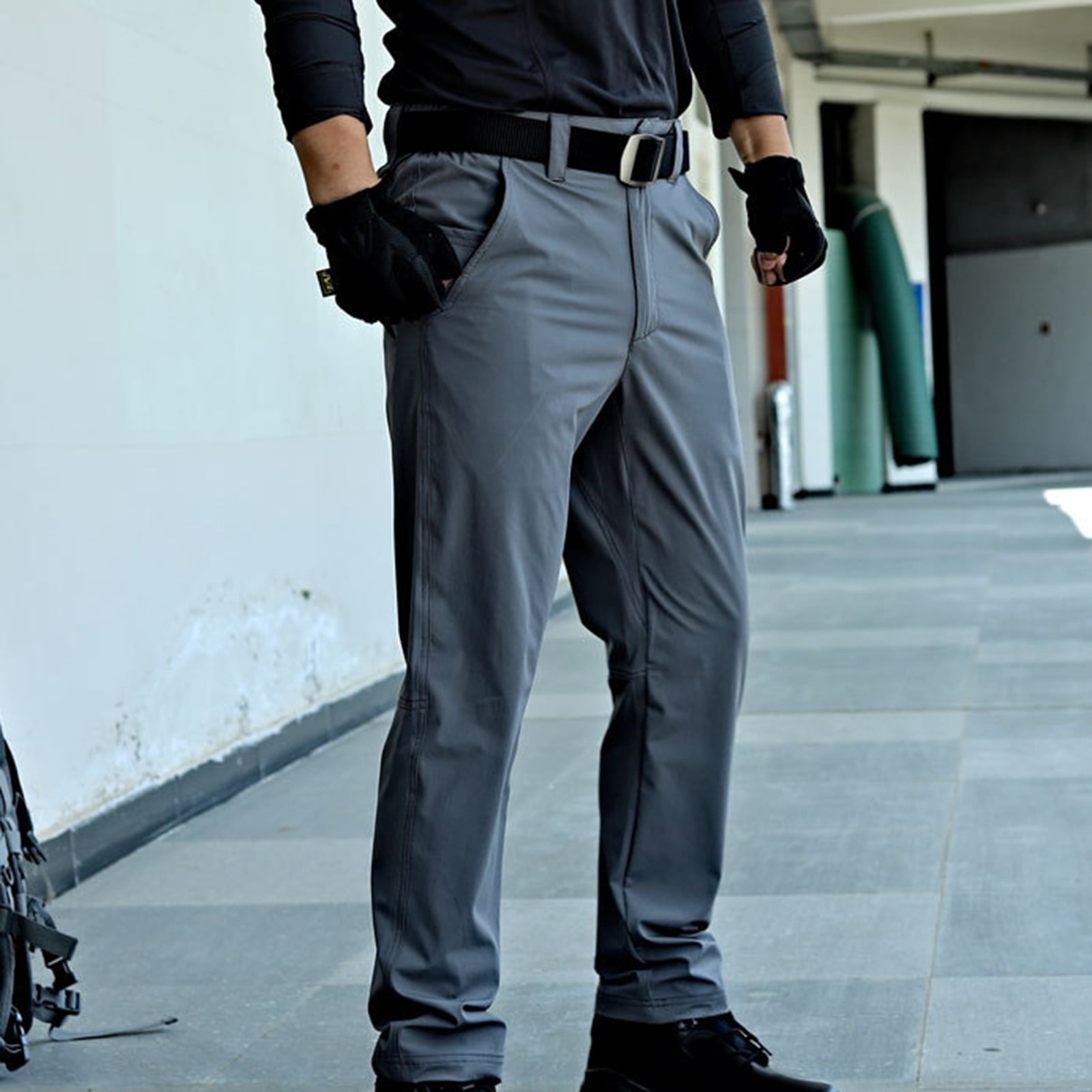 WXLWZYWL Men's Dress Pants Regular Fit Hidden Expandable Waist Flat ...