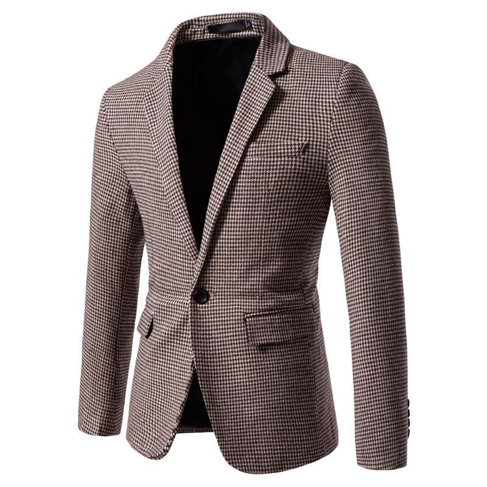 WXLWZYWL Men's Herringbone Blazer Jacket Lightweight Casual Knit Sport ...