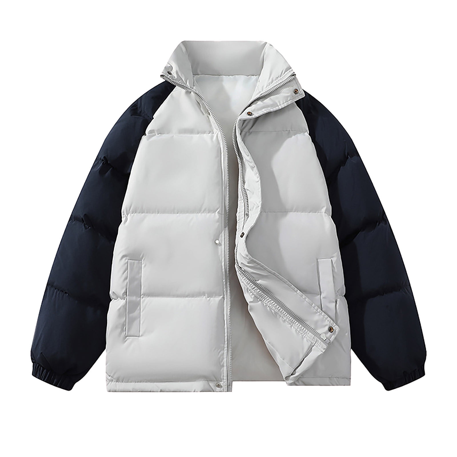 WXLWZYWL Men's Lightweight Puffer Winter Jacket Raglan Long Sleeve ...