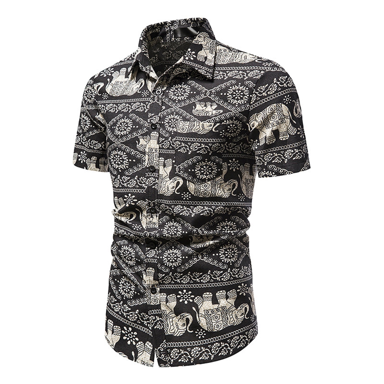 WXLWZYWL Men's Plus Size Dressy Shirts Short Sleeve Button Down Cotton ...
