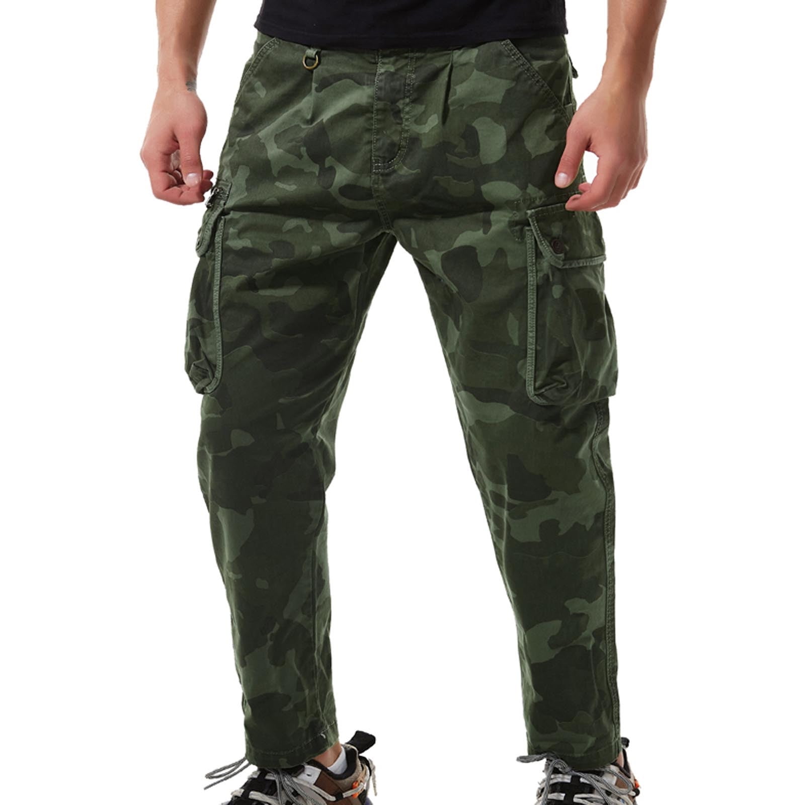 WXLWZYWL Men's Relaxed Fit Cargo Pants Elastic Waist Stretch Wild ...