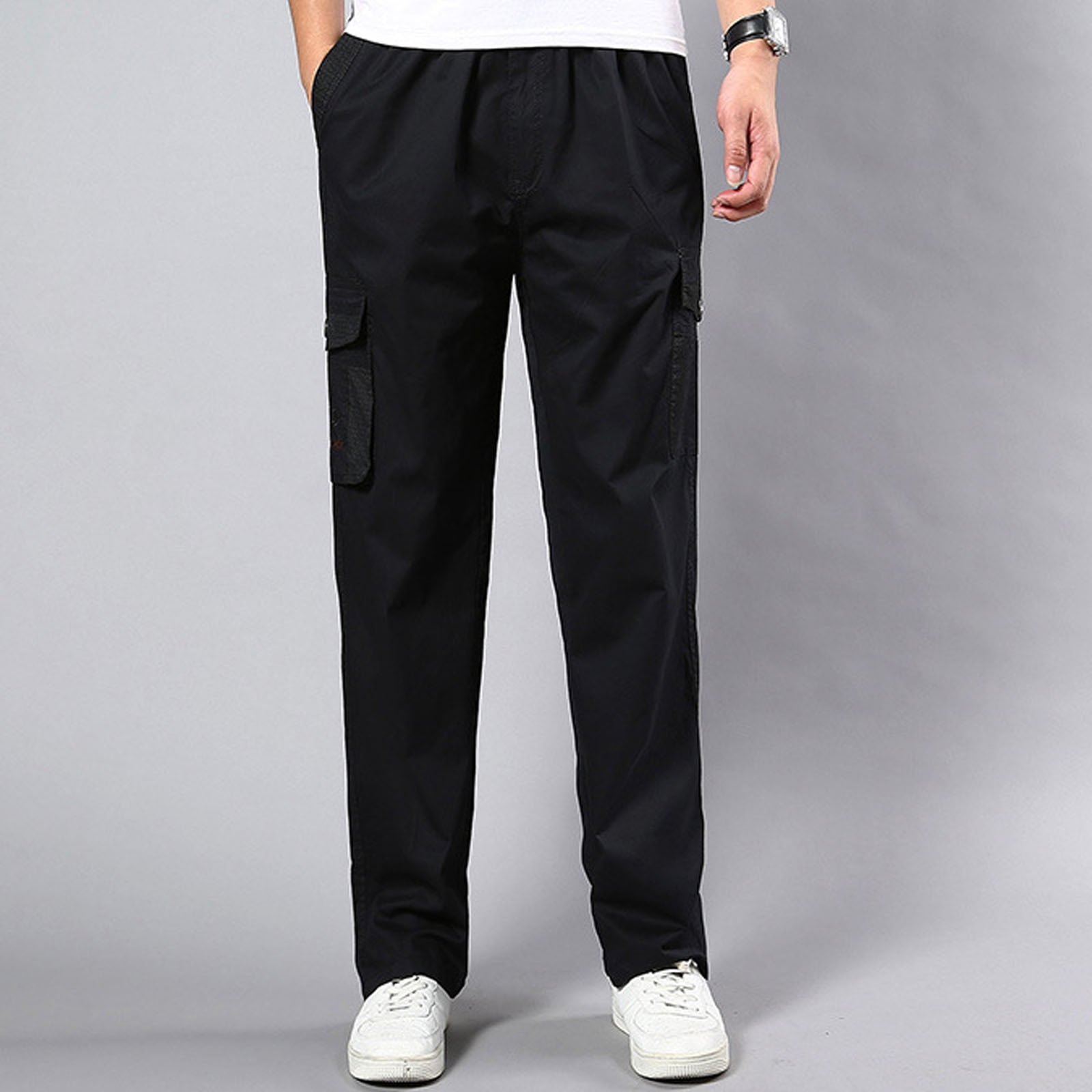 WXLWZYWL Mens Casual Linen Pants Loose Fit Elastic Drawstring Waist ...