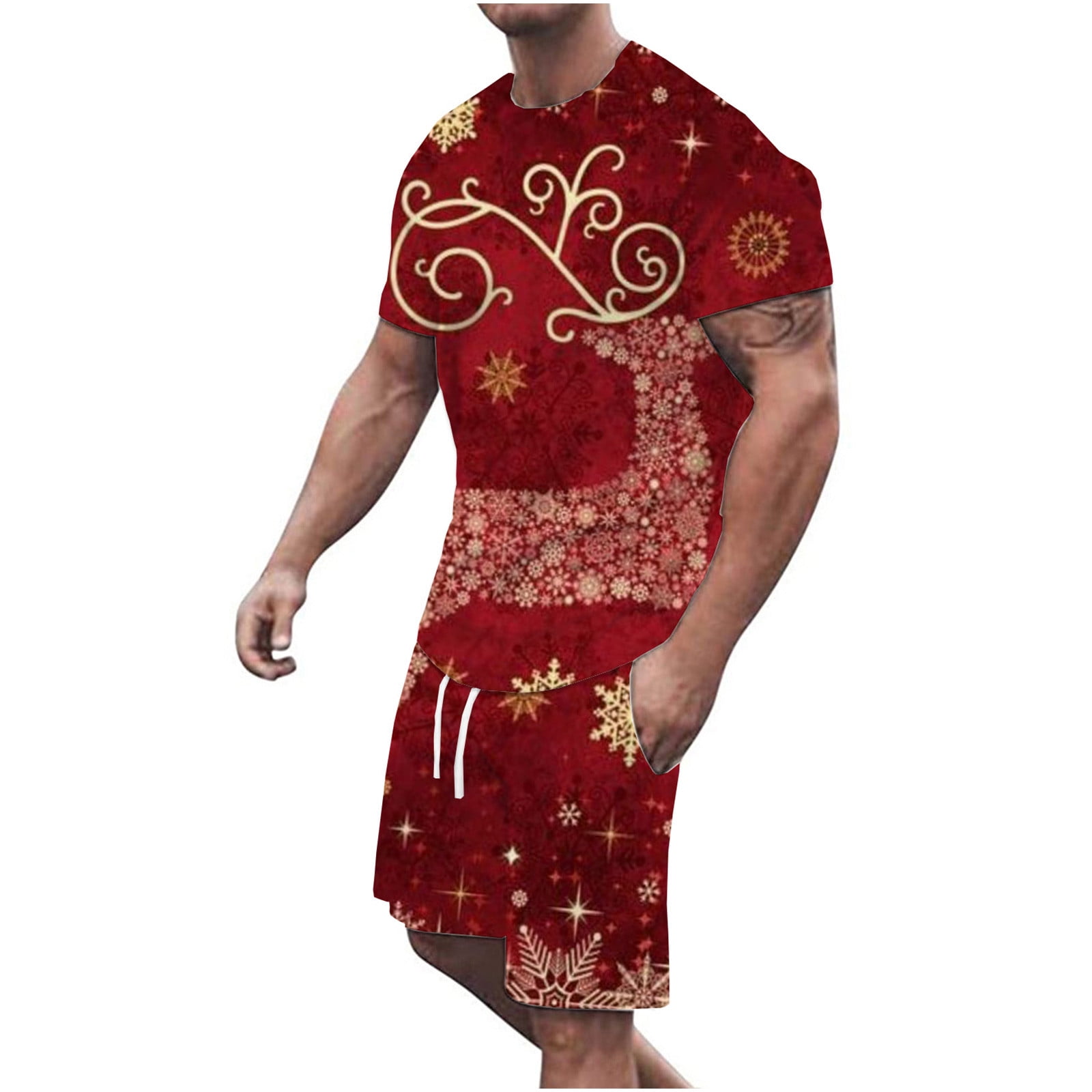 WXLWZYWL Mens Chrismas Suits Short Sets Outfits 2 Piece Casual ...