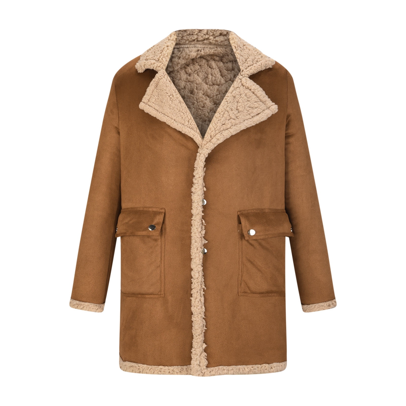 WXLWZYWL Mens Fall Winter Jackets Men's Trench Coat Long Sherpa Fleece ...