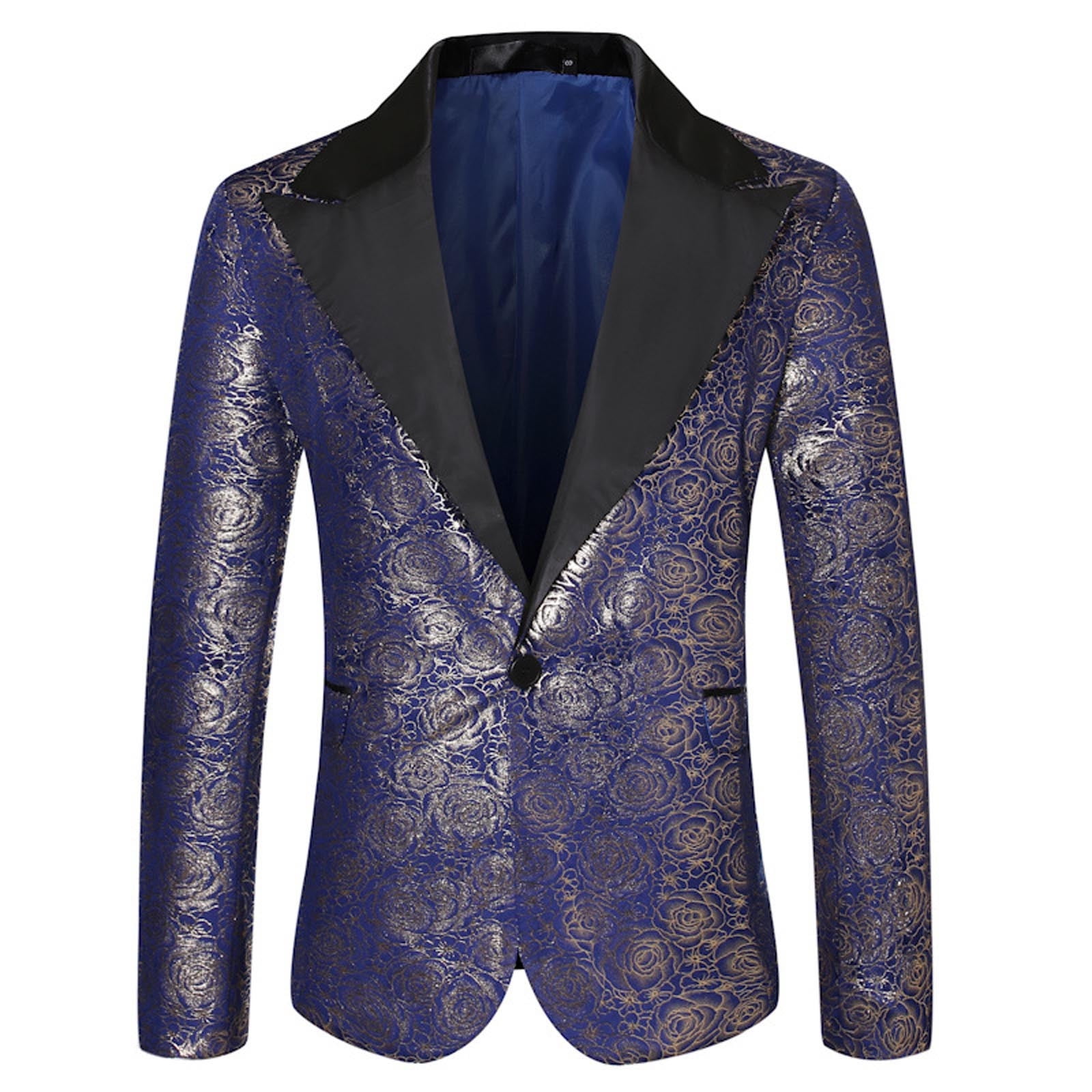 WXLWZYWL Mens Fall Winter Jackets Mens Floral Tuxedo Blazer Slim Fit ...