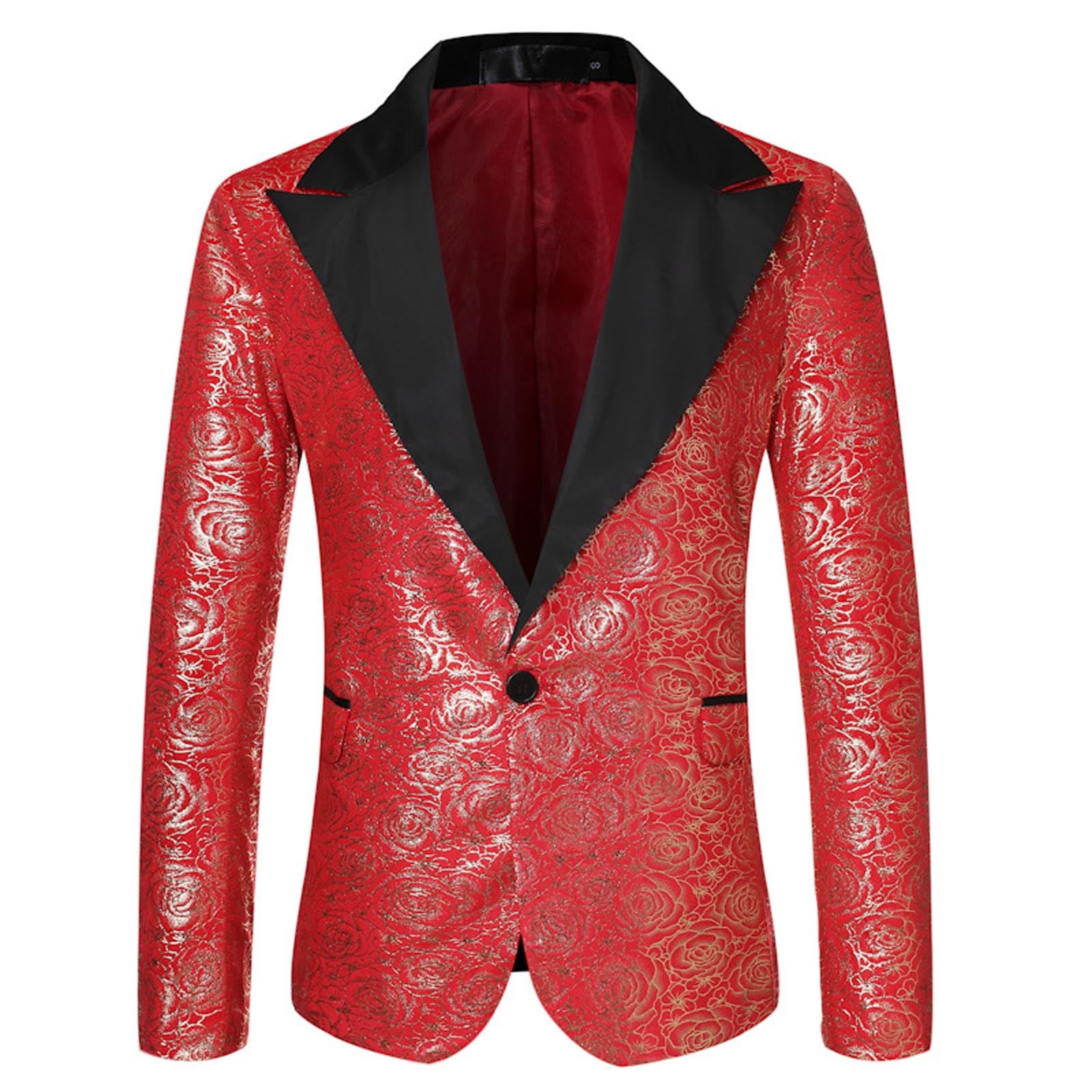 WXLWZYWL Mens Fall Winter Jackets Mens Floral Tuxedo Blazer Slim Fit ...