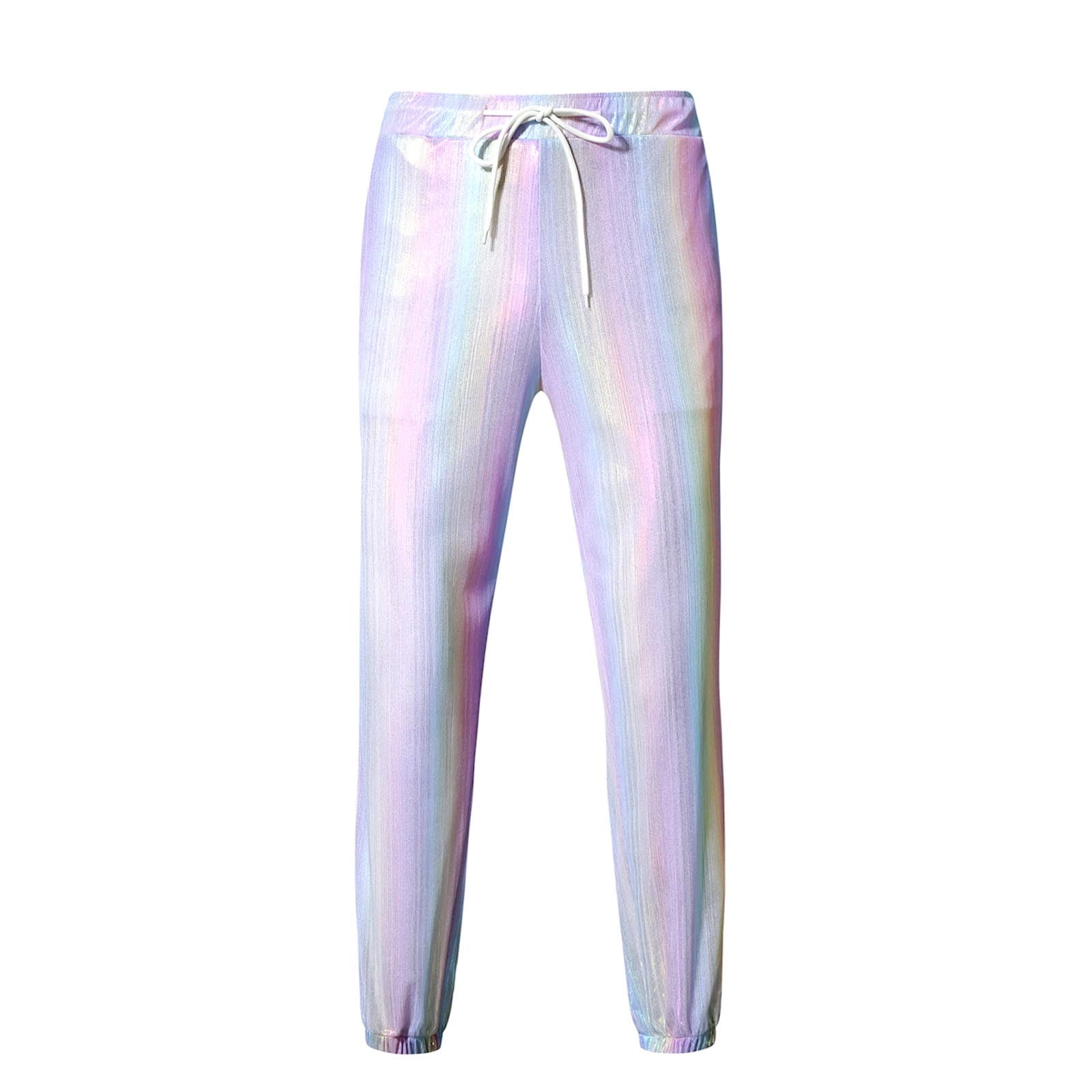 WXLWZYWL Mens Metallic 70s Disco Costume Sequin Party Jogger Pants ...