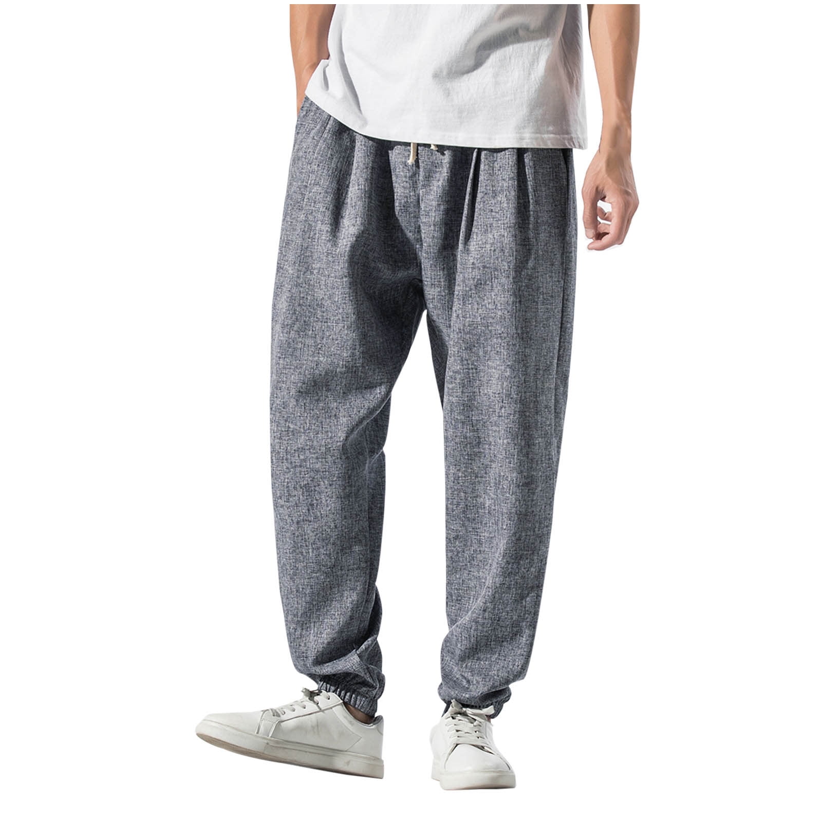 WXLWZYWL Pants for Men Relaxed Fit Elastic Waist Men Chinese Style Kung ...