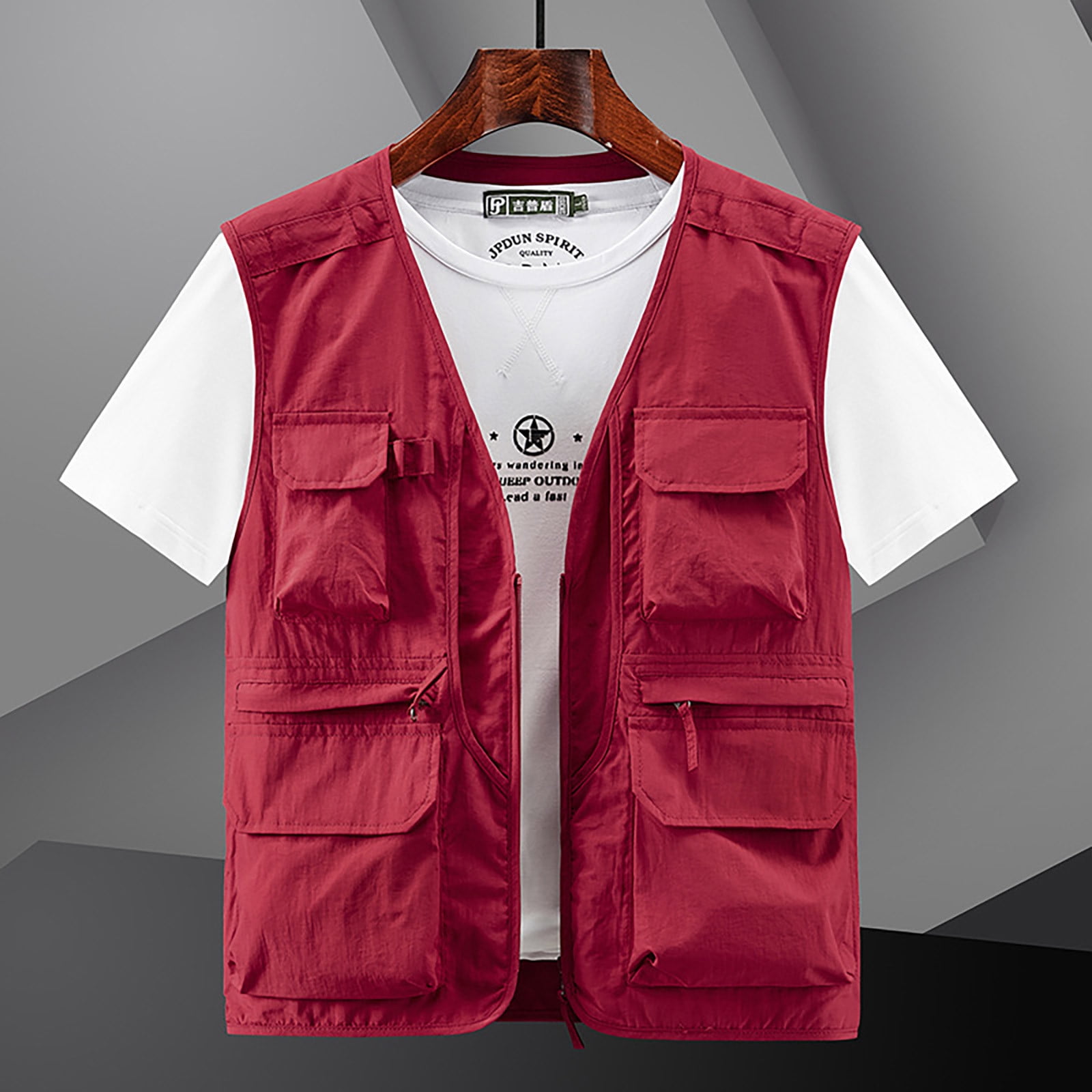 WXLWZYWL Today Men's Casual Lightweight Outdoor Vest Work Fish Photo ...