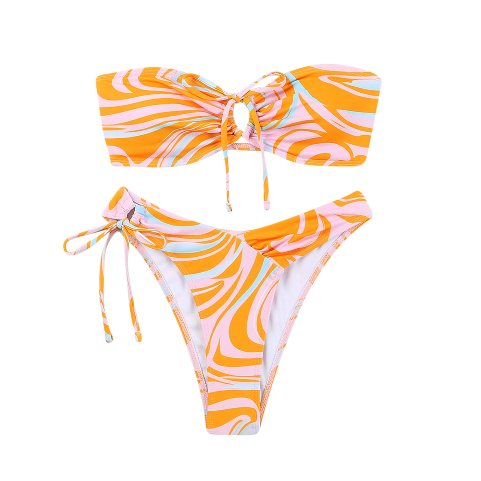 WXLWZYWL Women's Bikini Sets Two Piece Retro Swimsuit High Waisted ...