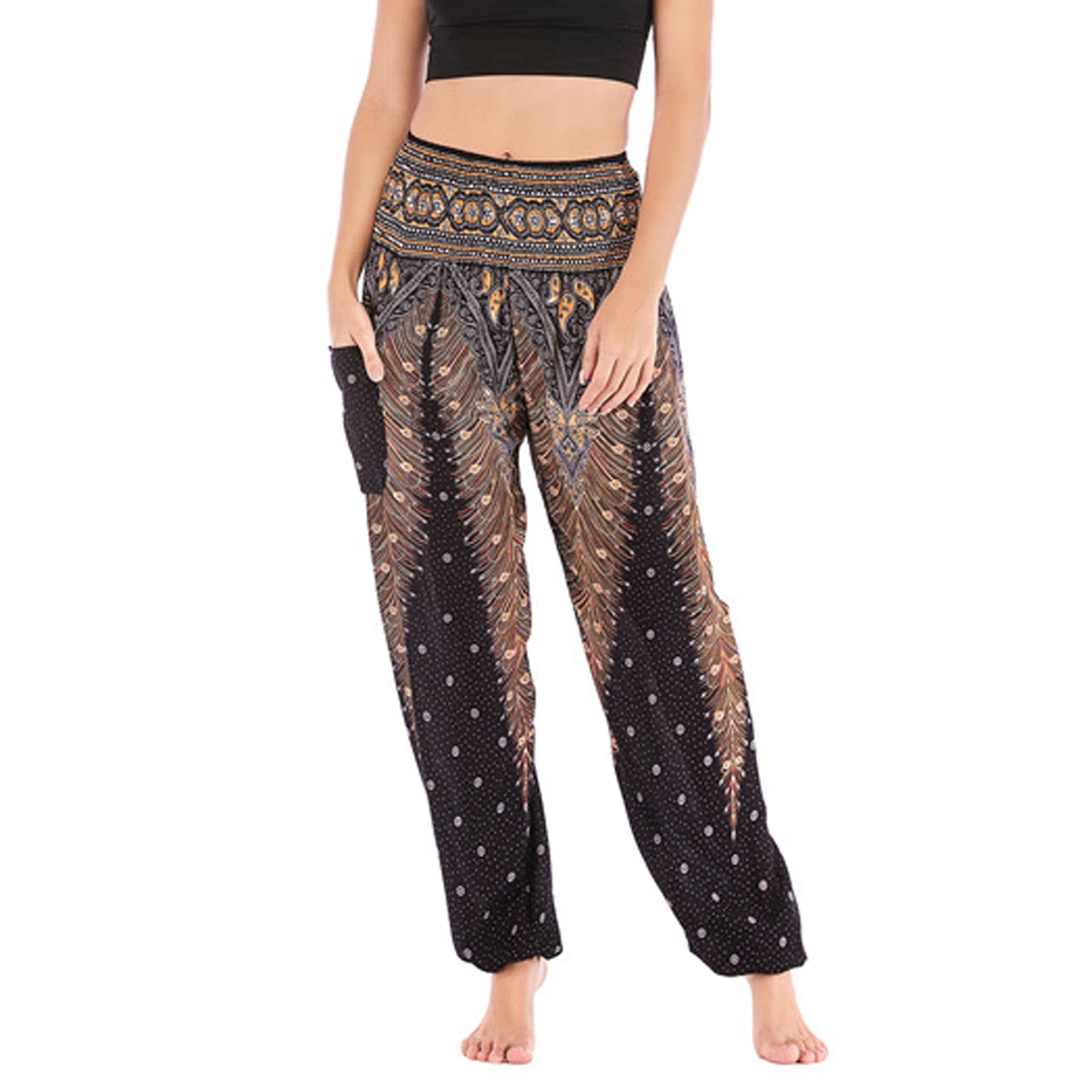 WXLWZYWL Women's Bohemian Yoga Pants High Waist Dancing Floral Thai ...