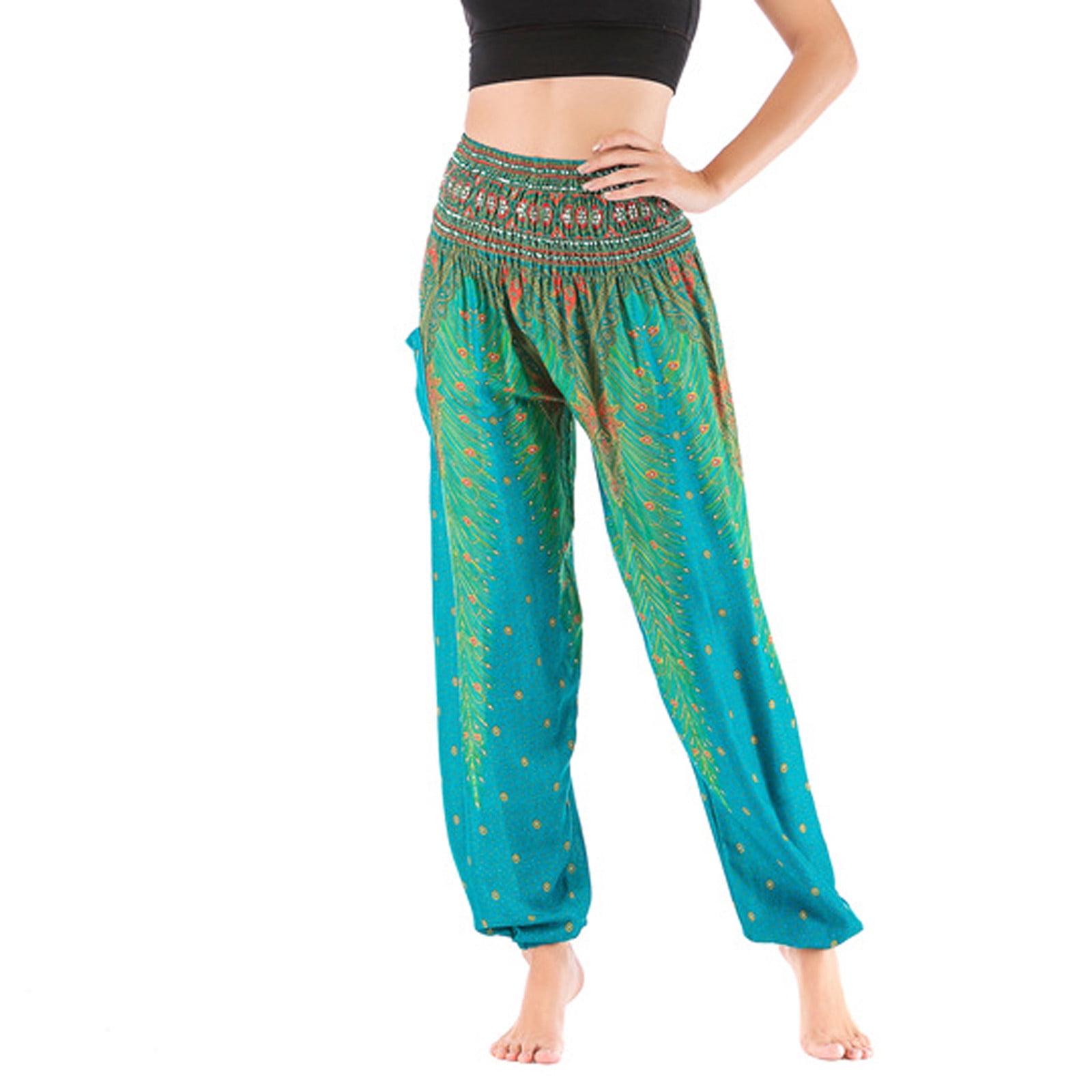 WXLWZYWL Women's Bohemian Yoga Pants High Waist Dancing Floral Thai ...