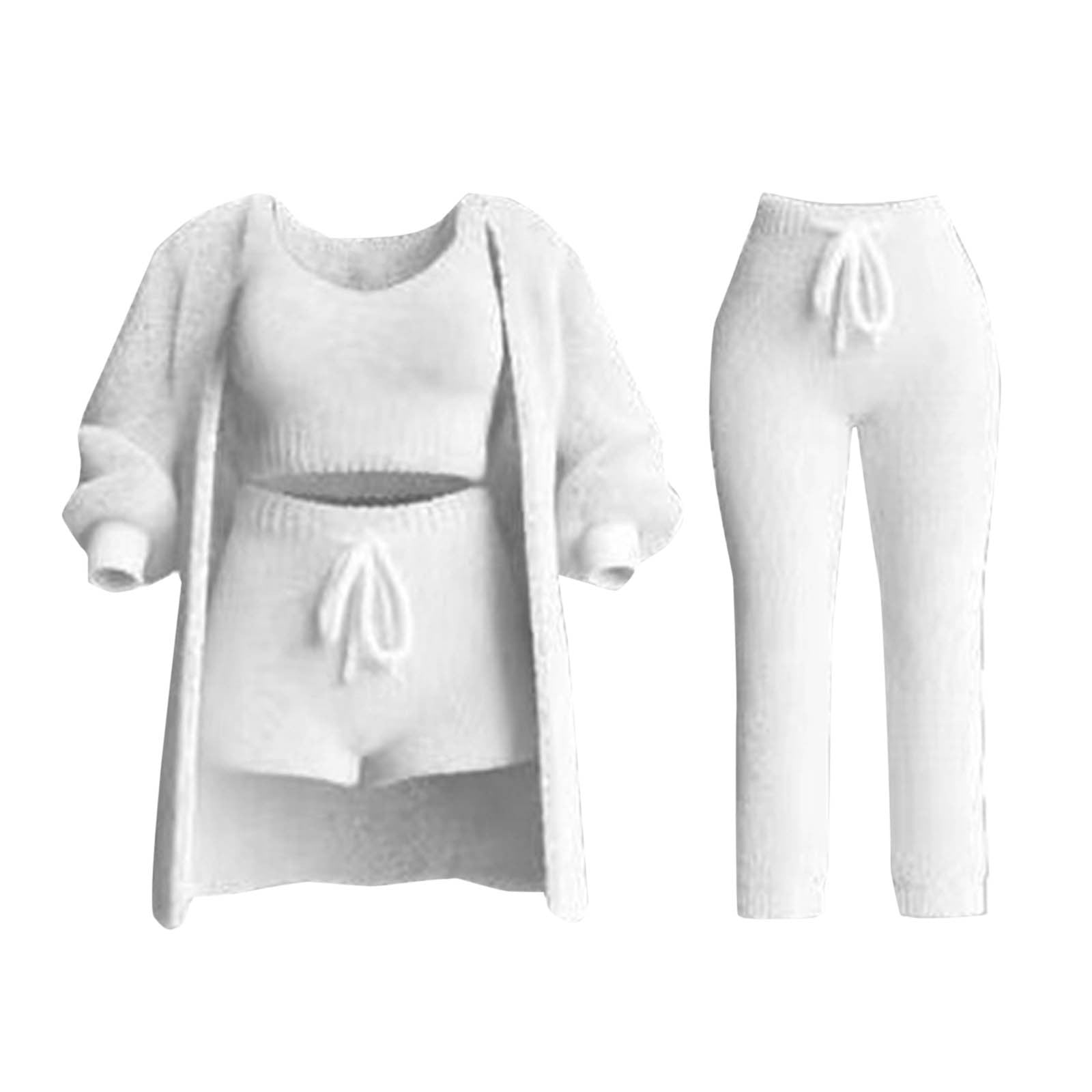 WXLWZYWL Women's Fuzzy 3 Piece Lounge Sets, Cozy 4-Piece Fleece Warm ...