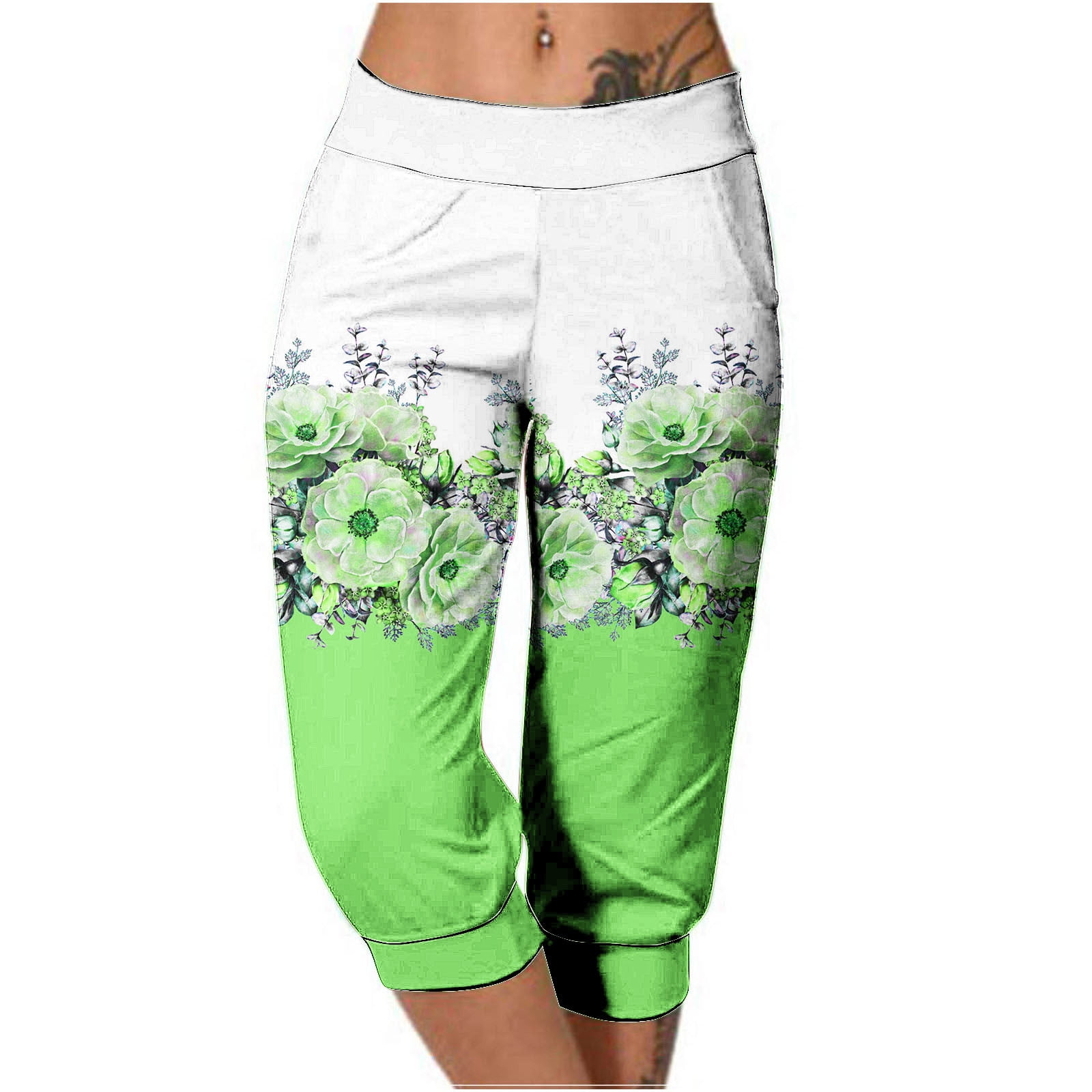 WXLWZYWL Women's Lounge Capris Plus Size Summer Casual Fit Elastic ...