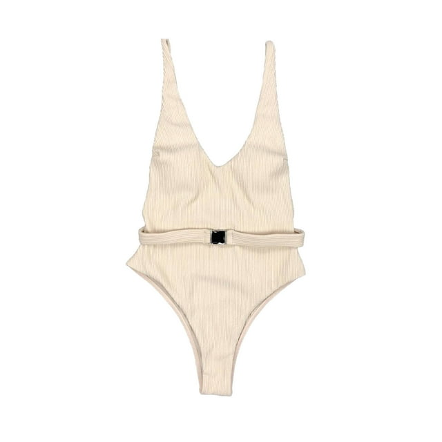 WXLWZYWL Women's One Piece Swimsuit Ribbed Open Back Bathing Suit Tummy ...