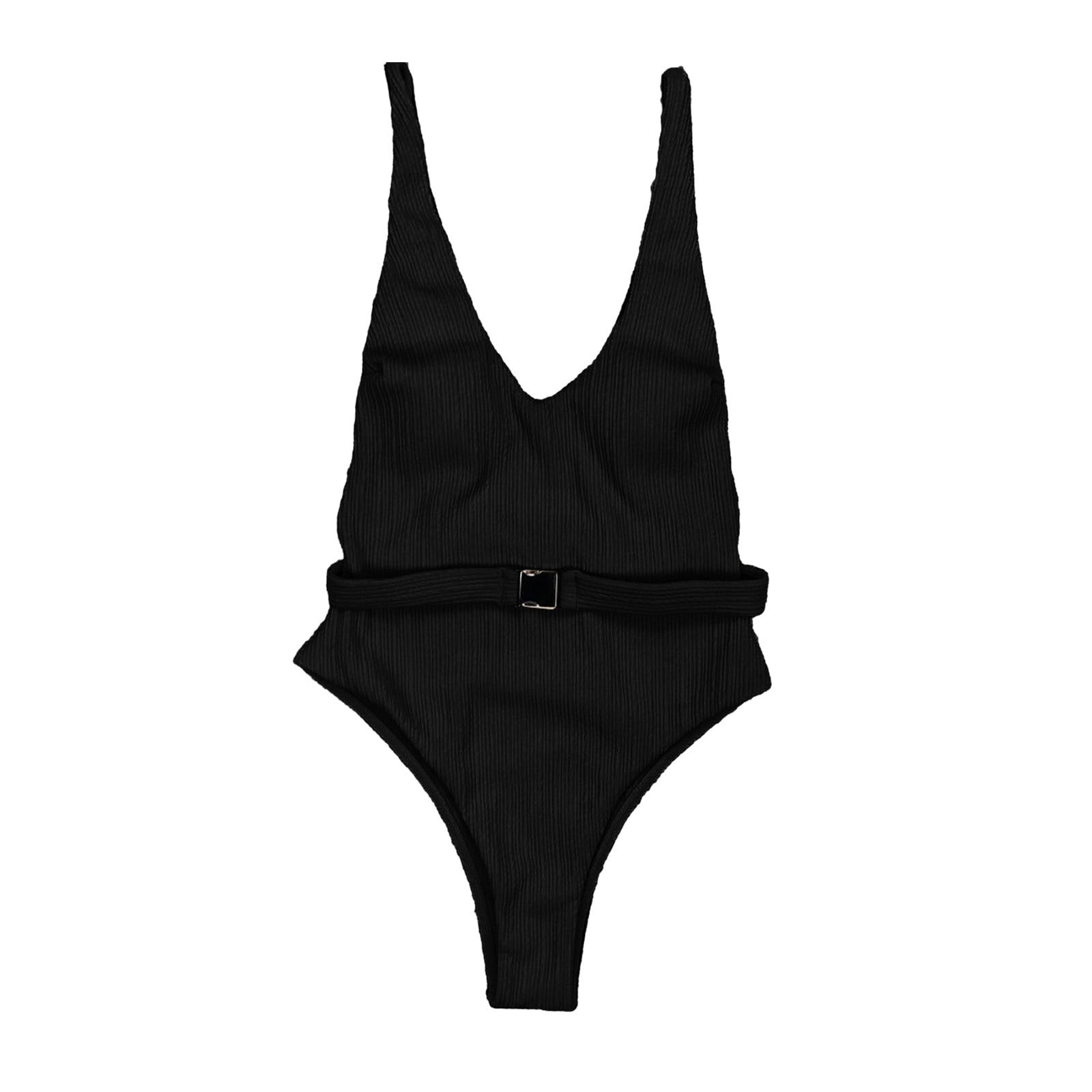 WXLWZYWL Women's One Piece Swimsuit Ribbed Open Back Bathing Suit Tummy ...