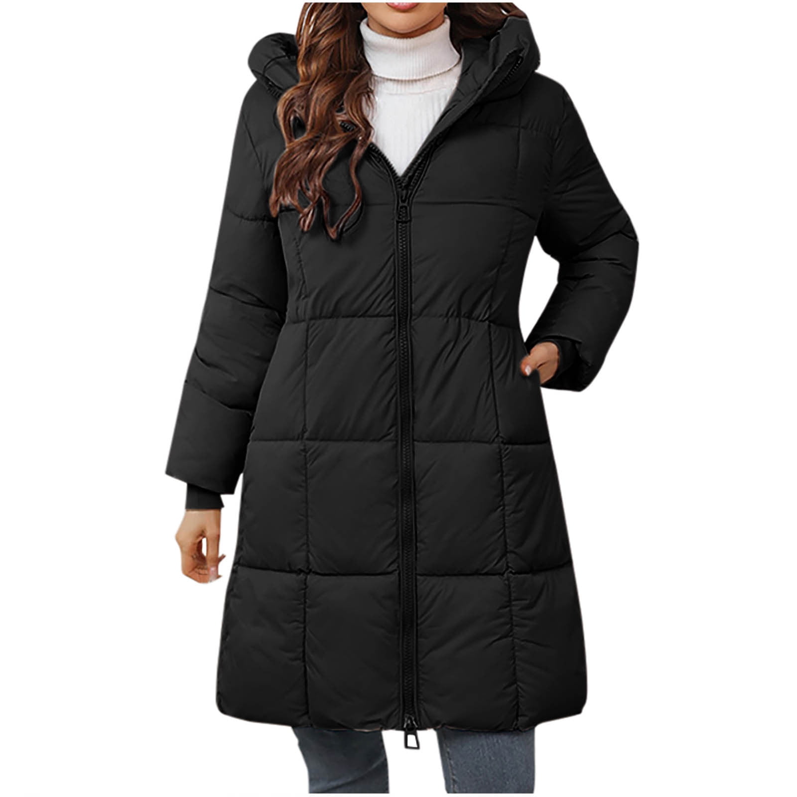 WXLWZYWL Women's Puffer Jacket Packable Maxi Midweight Zipper Front ...