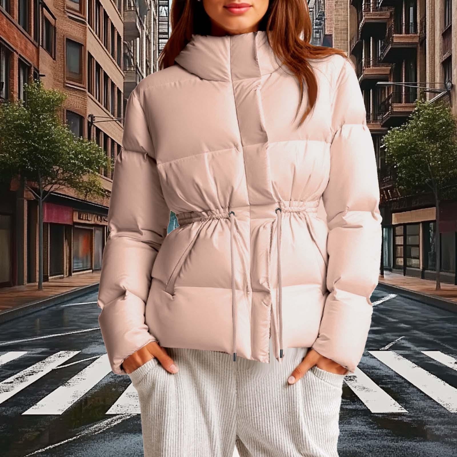 WXLWZYWL Women's Waist Tucked Pleated Loose Hooded Warm Down Coat Thick ...