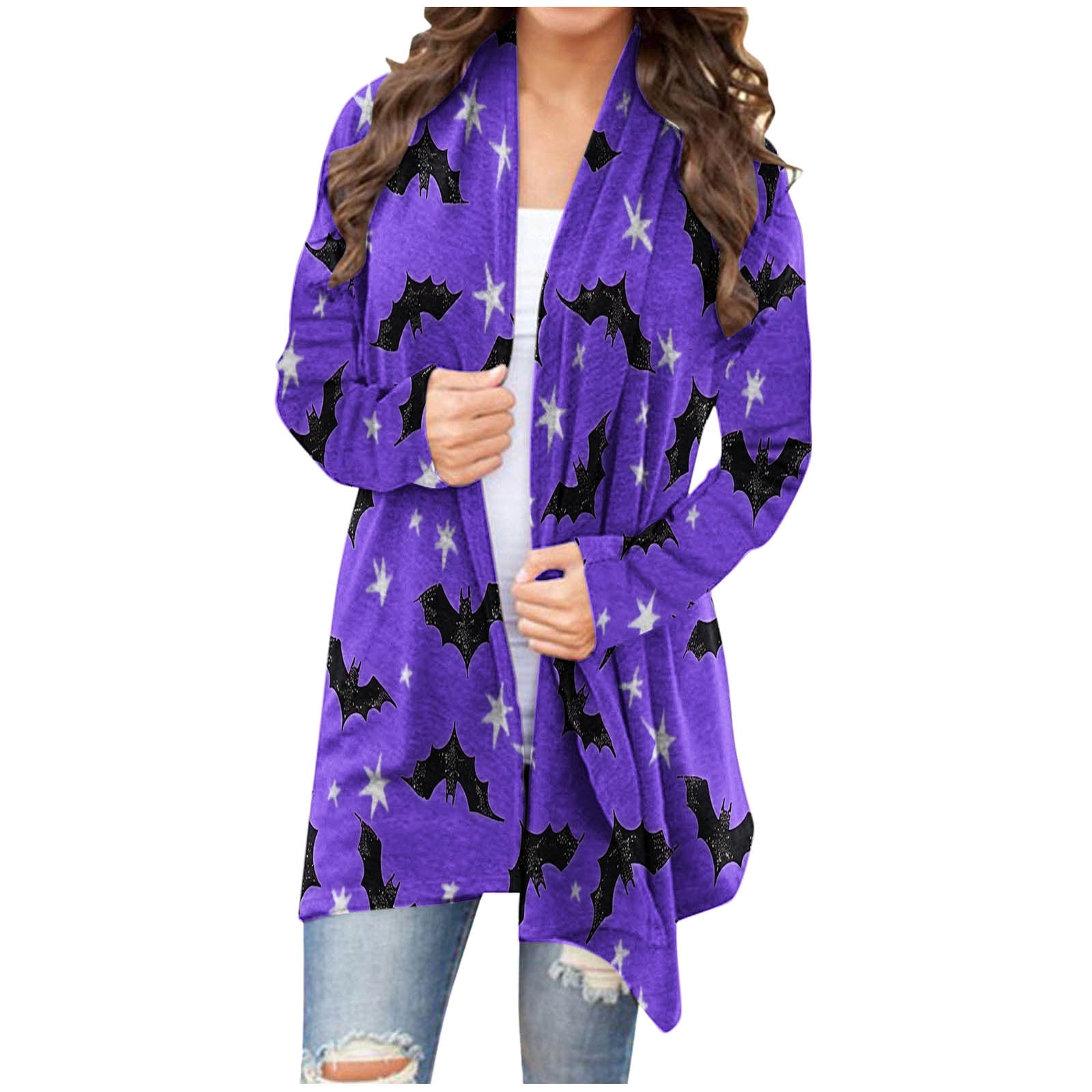 WXLWZYWL Womens Halloween Cardigan Plus Size Open Front Lightweight ...