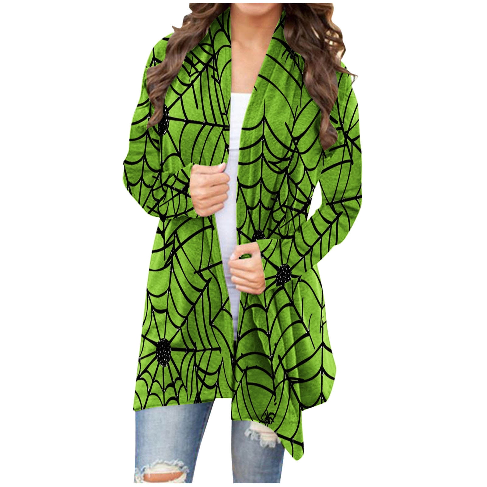 WXLWZYWL Womens Halloween Cardigan Plus Size Open Front Lightweight ...
