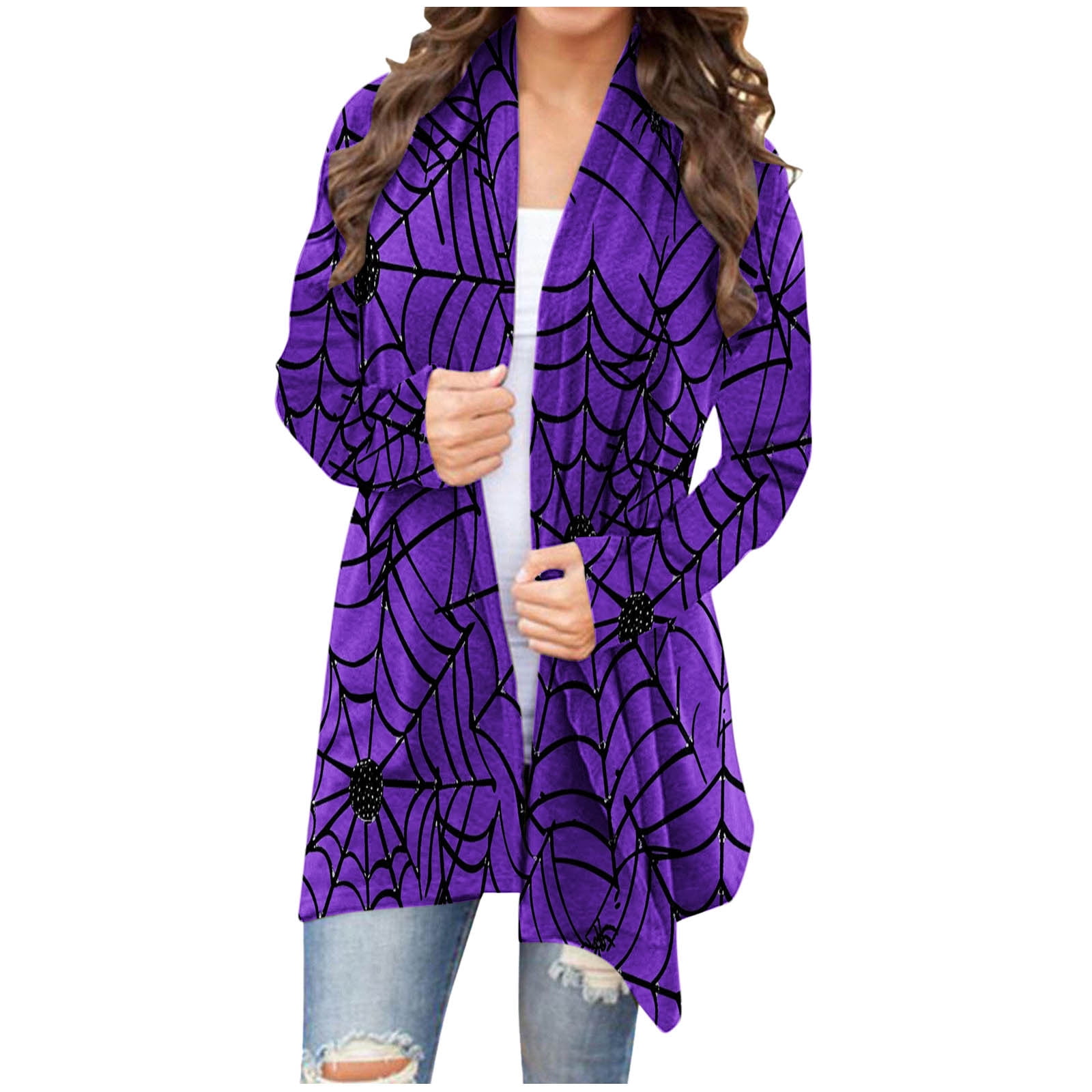 WXLWZYWL Womens Halloween Cardigan Plus Size Open Front Lightweight ...