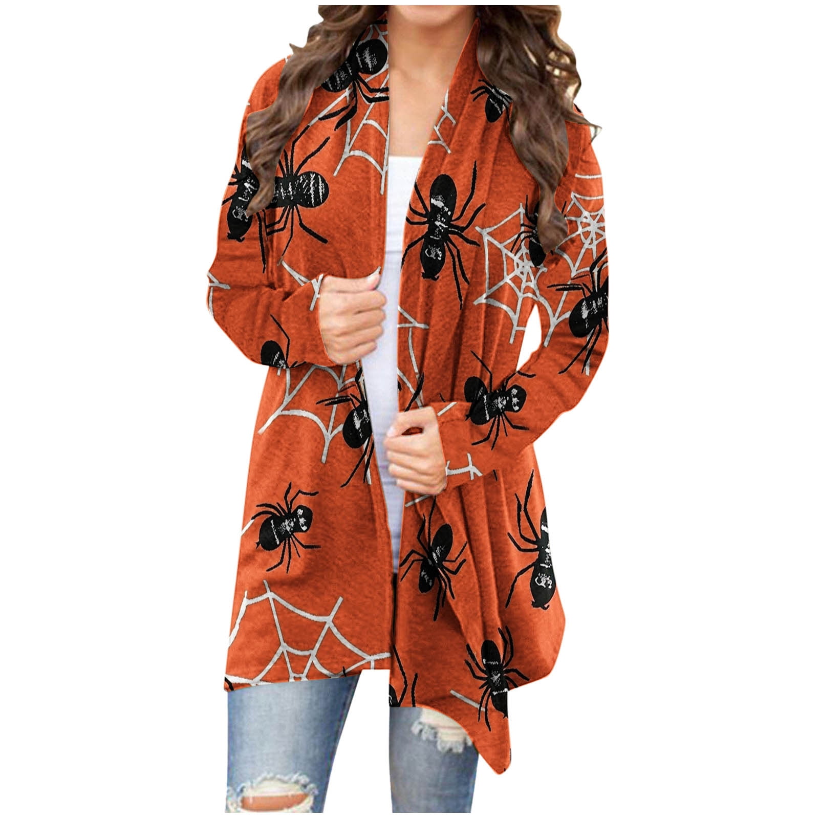 WXLWZYWL Womens Halloween Cardigan Plus Size Open Front Lightweight ...