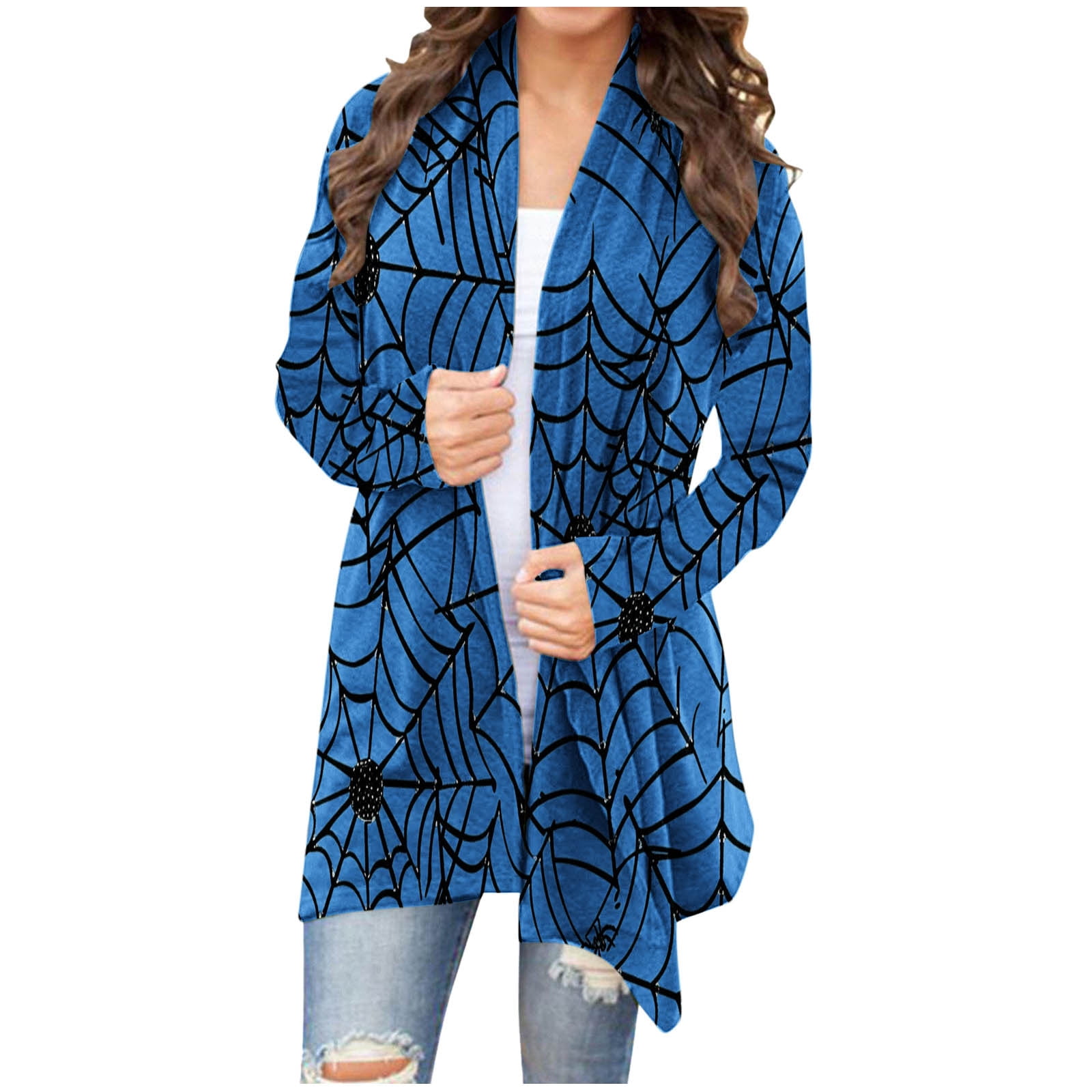 WXLWZYWL Womens Halloween Cardigan Plus Size Open Front Lightweight ...
