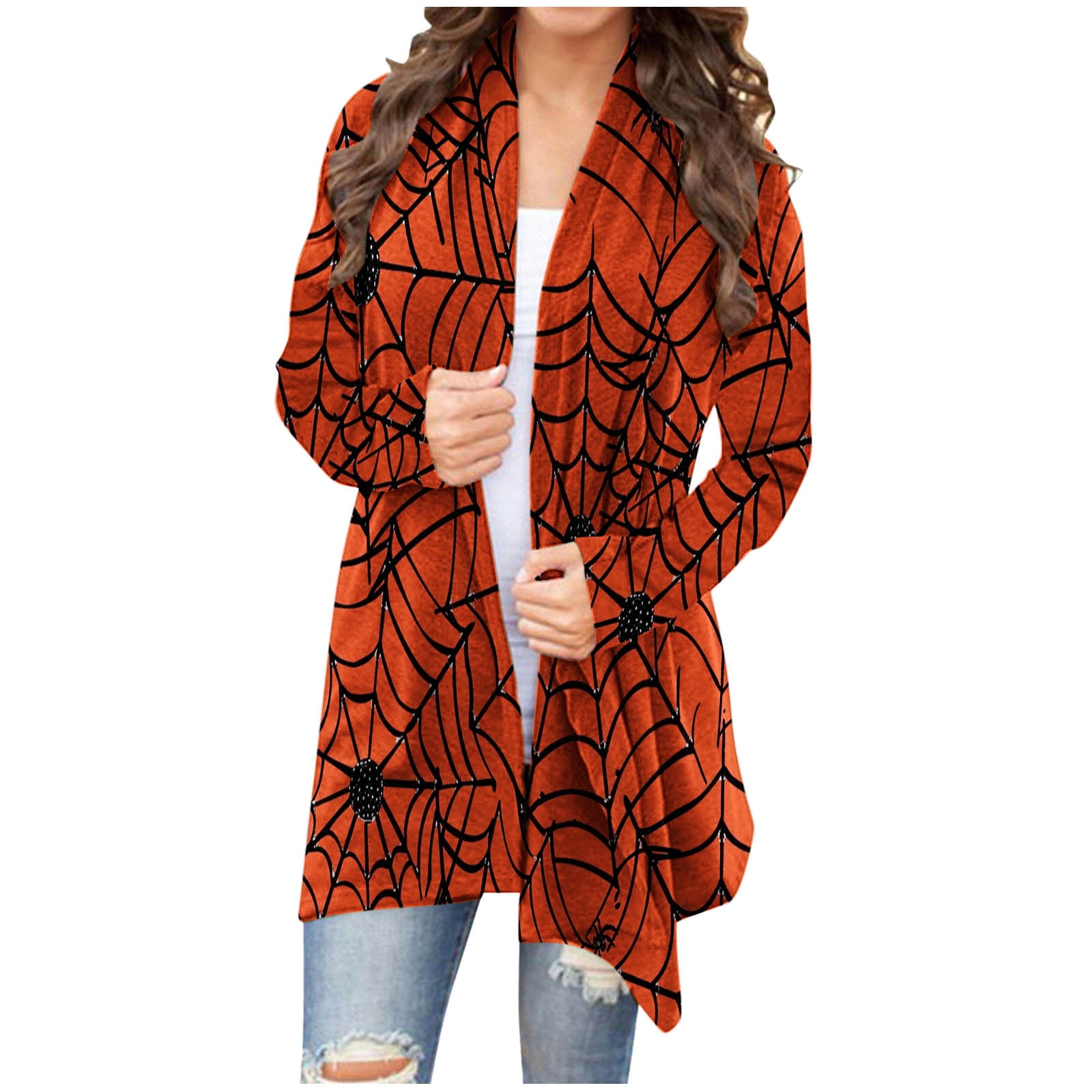 WXLWZYWL Womens Halloween Cardigan Plus Size Open Front Lightweight ...