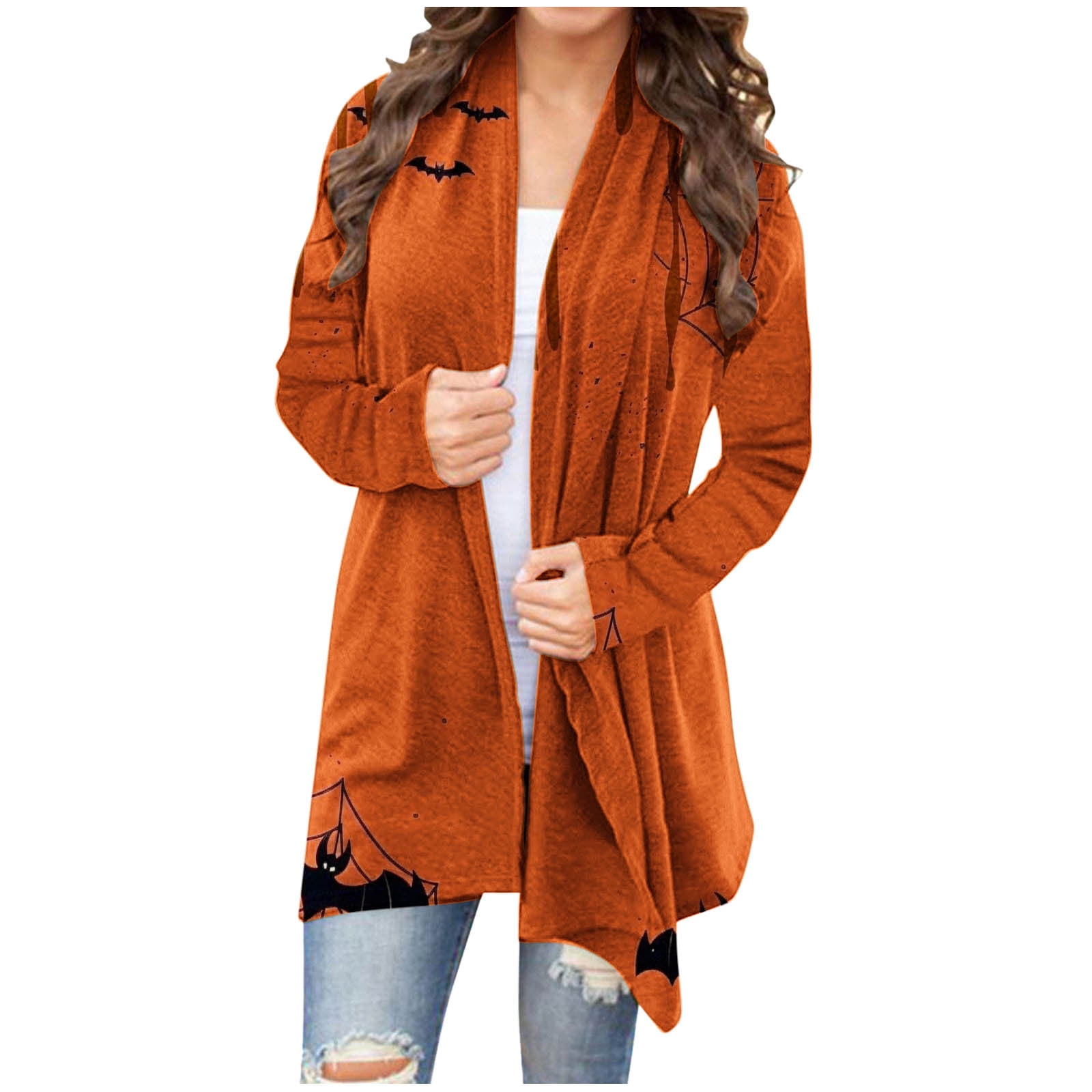 WXLWZYWL Womens Halloween Cardigan Plus Size Open Front Lightweight ...